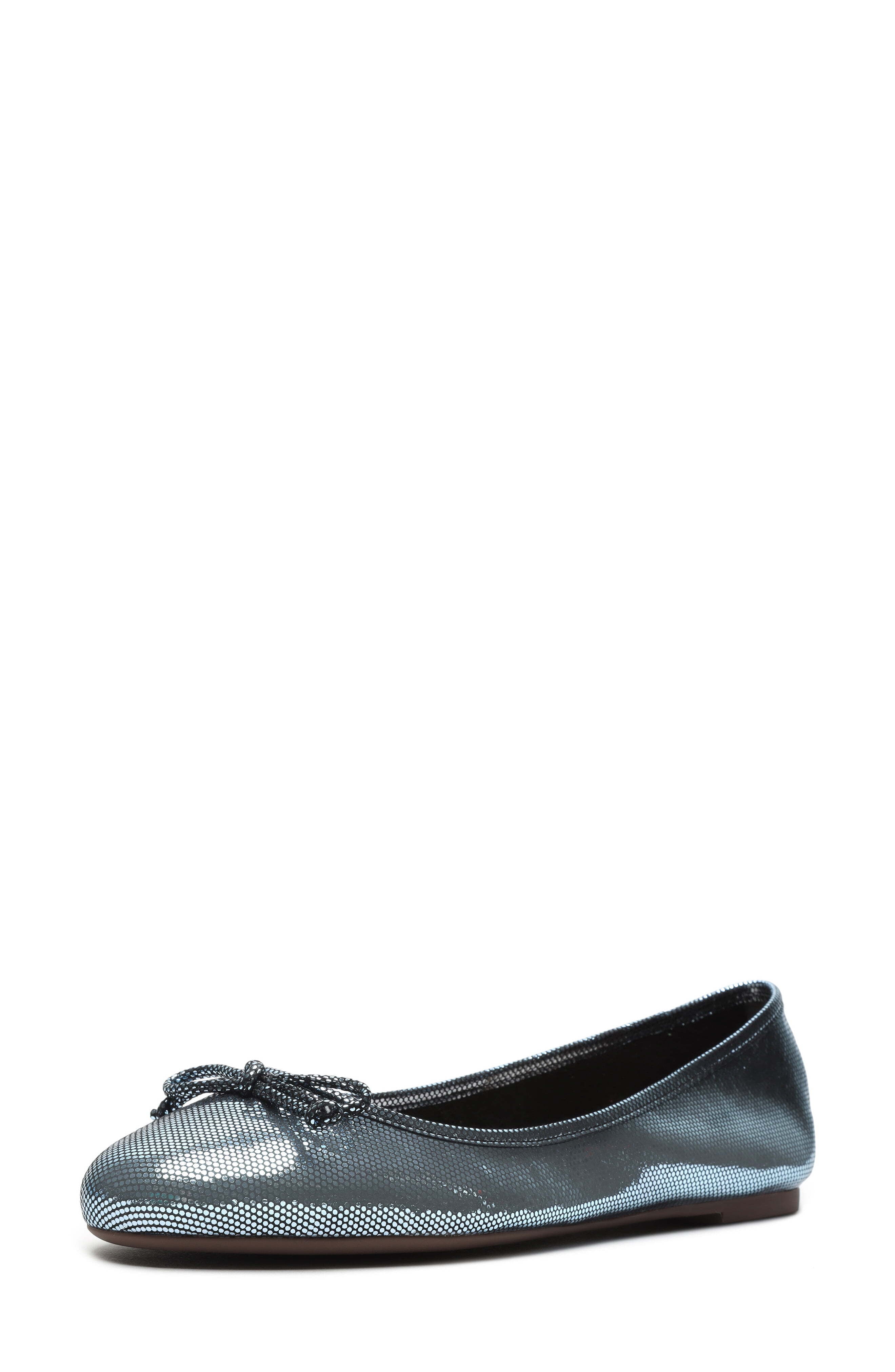 Schutz Damaris Metallic Blue Leather Round Toe Ballet Flat Ballet Shoes ...