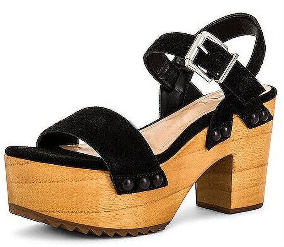 Schutz Gaylah Black Open Toe Buckle Ankle Strap Slingback Platform ...
