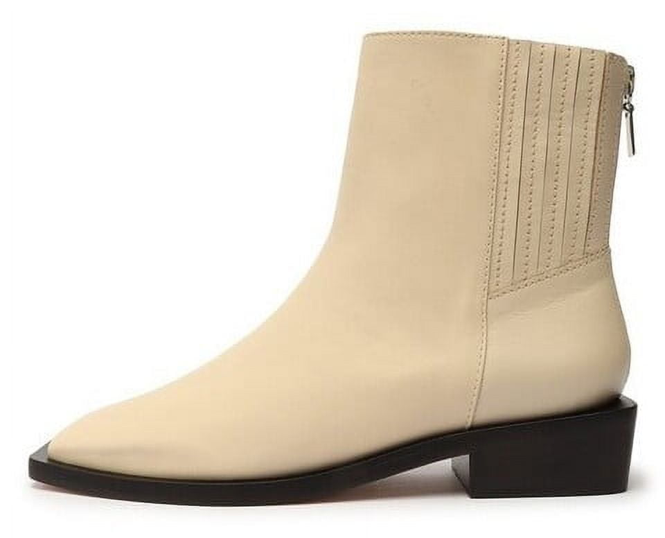Schutz Guily Eggshell Elastic Collar Back Zipper Square Toe Low Heel ...