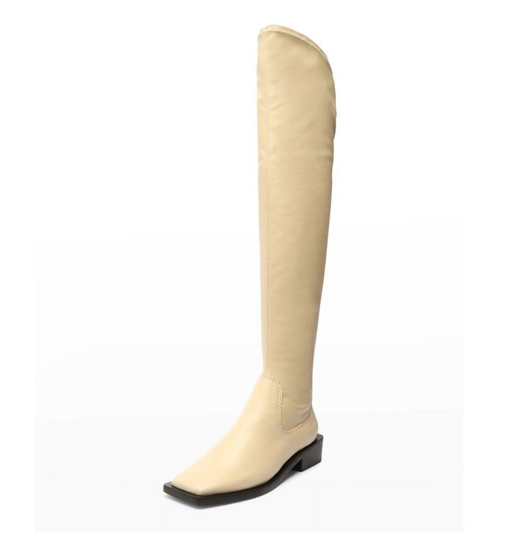 Schutz Guily Up Egg Shell Womens Leather Square Toe Zipper Dress Knee ...