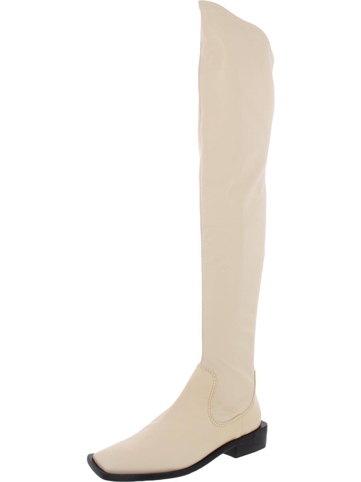 Schutz Guily Up Egg Shell Womens Leather Square Toe Zipper Dress Knee ...