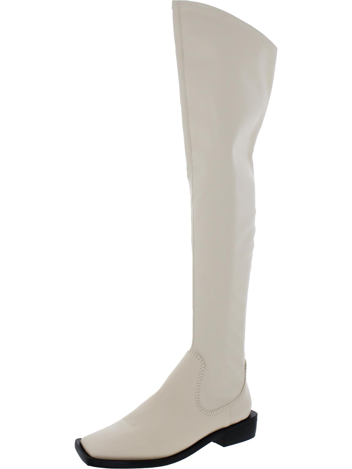 Schutz Guily Up Egg Shell Womens Leather Square Toe Zipper Dress Knee ...