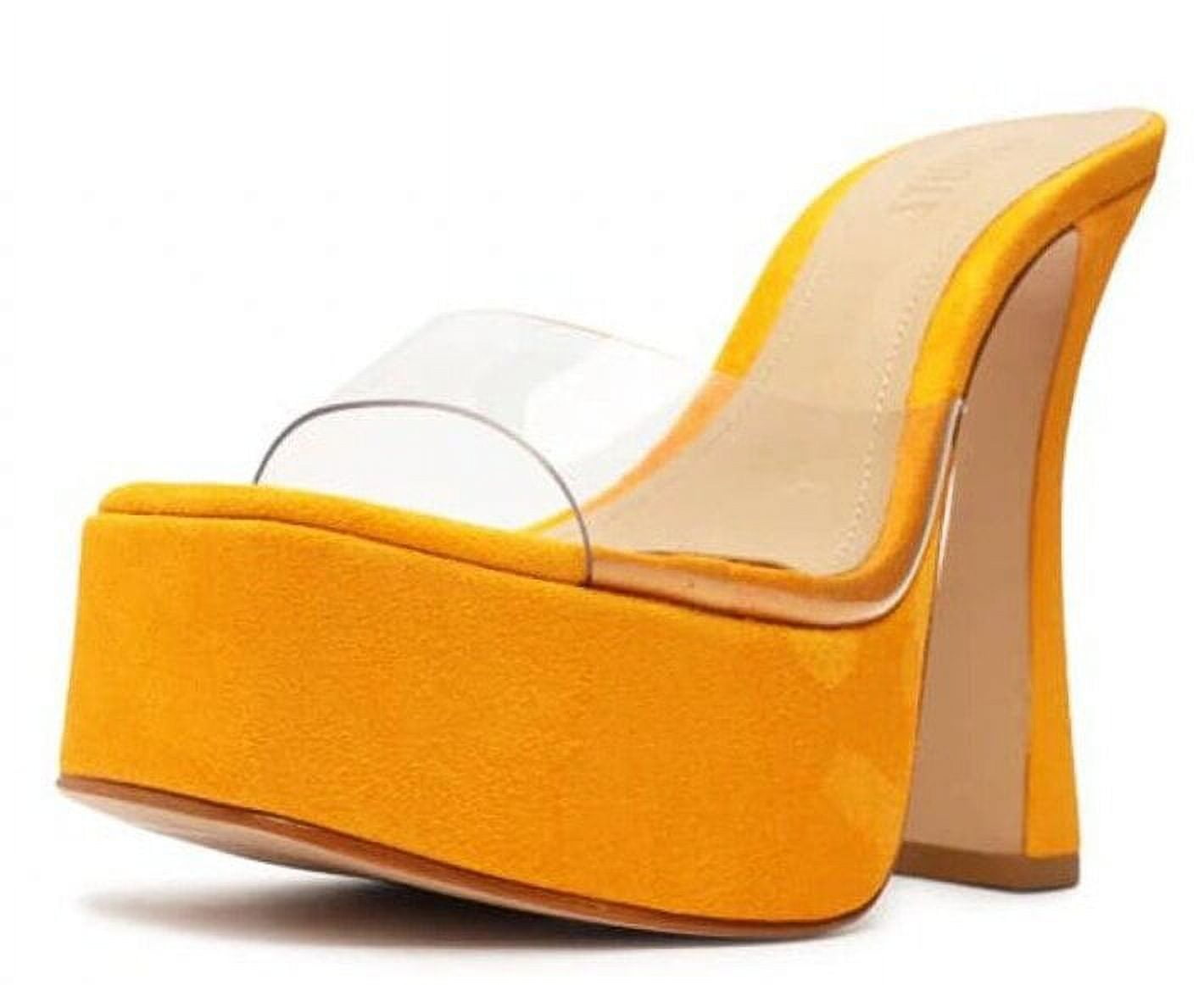 Schutz Haila Bright Sun Slip On Open Toe Block High Heel Platform ...