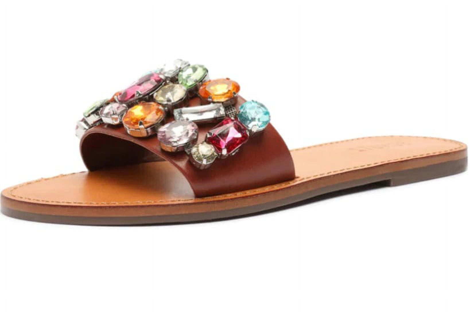 Schutz Jolie Cooper Gemstone Embellished Upper Slip On Open Toe Flats ...