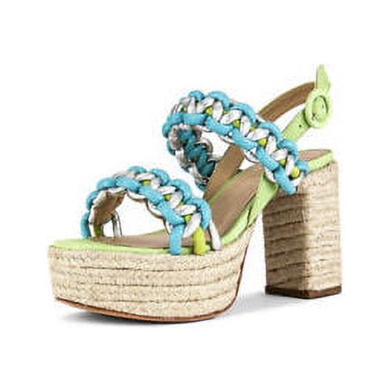 Schutz Juliet Plataform Lime Green Braided Buckled Strap Heel Platform ...