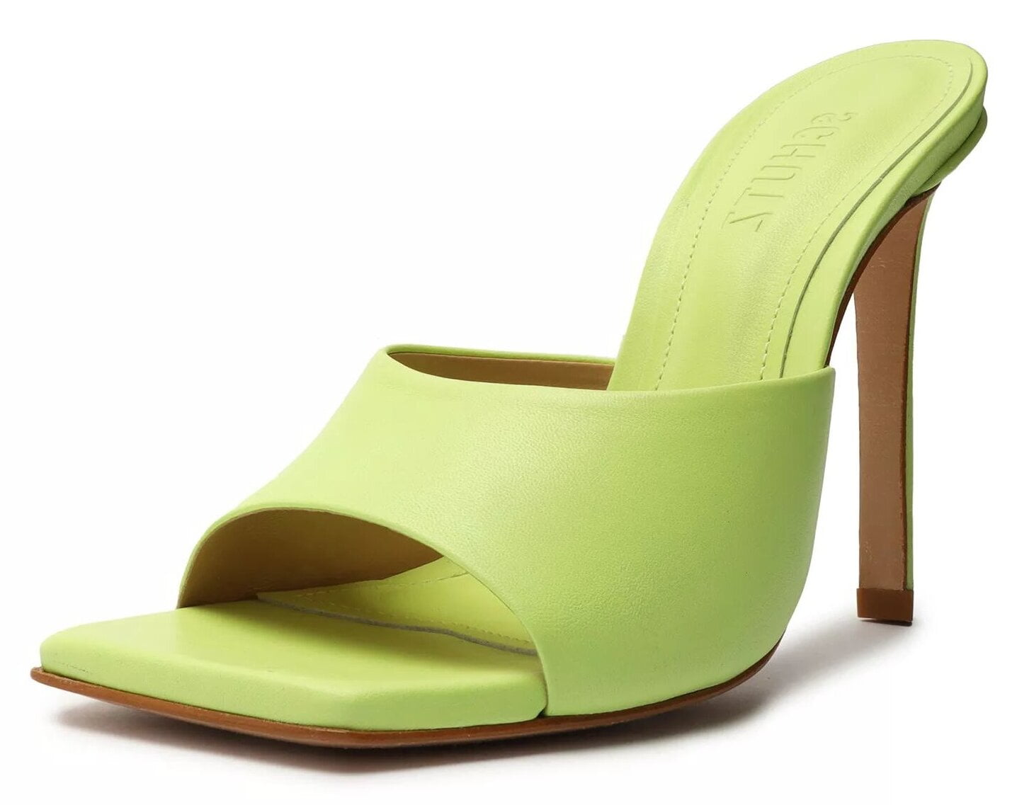 Schutz Kate Fresh Green Slip On Open Square Toe Stiletto High Heel ...