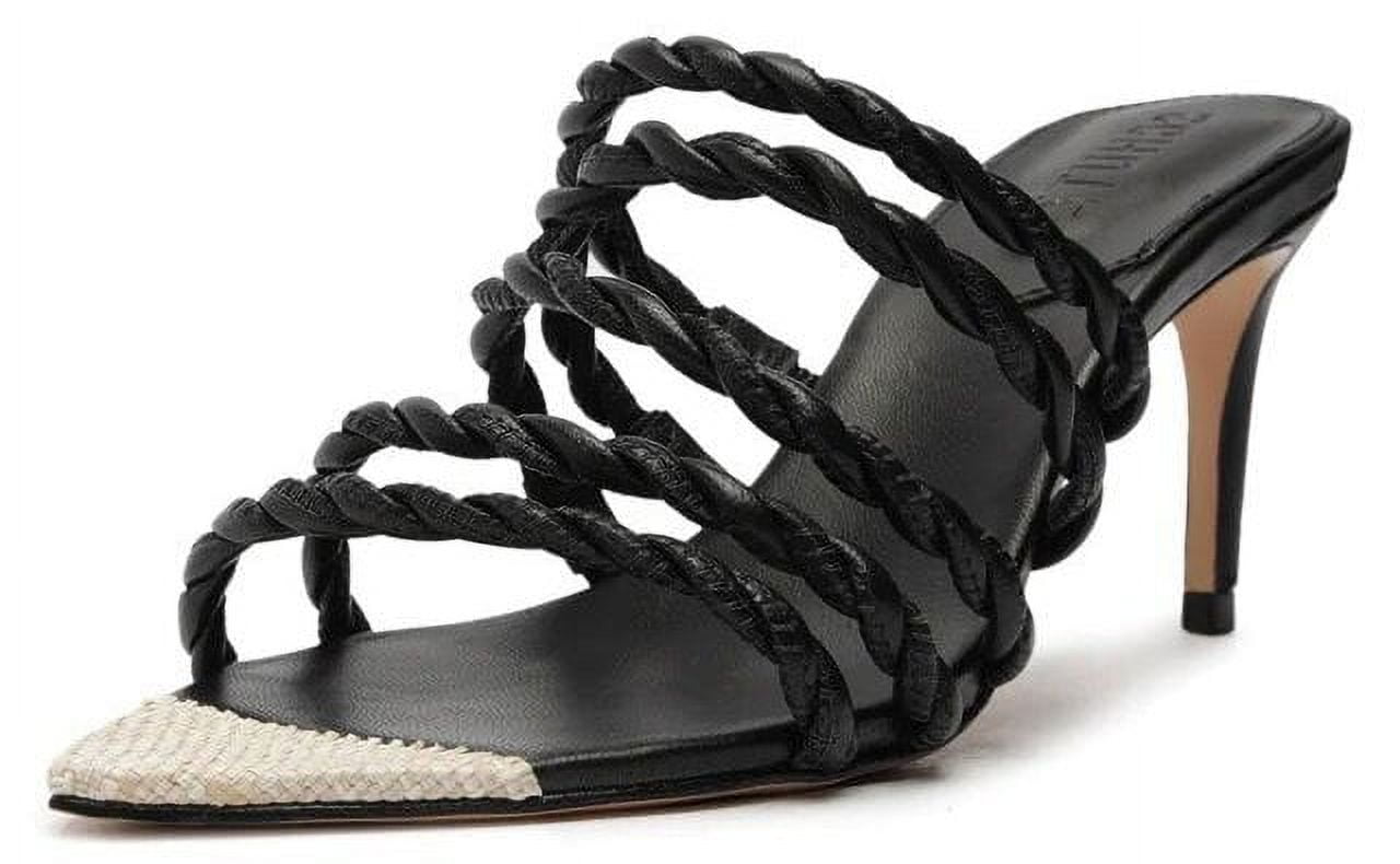 Schutz Lessie Black Strappy Mule Slip On Open Pointy Toe Stiletto ...