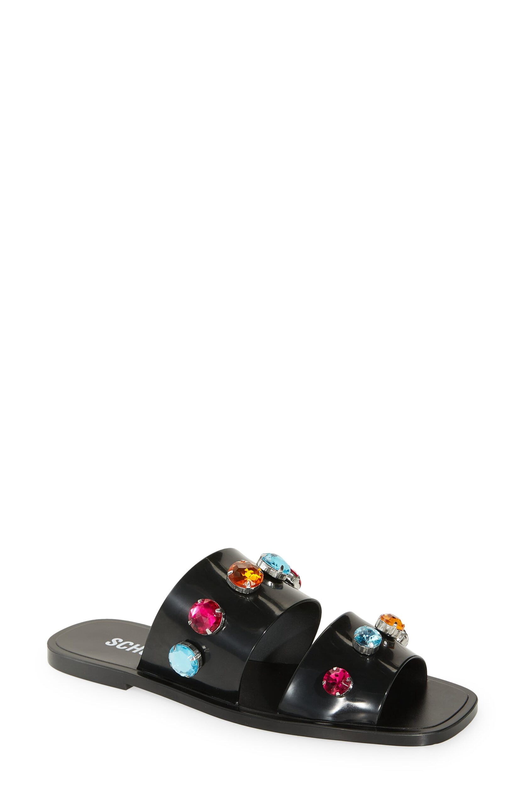 Schutz Lizzie Embellished Slide Sandals In Black - Walmart.com