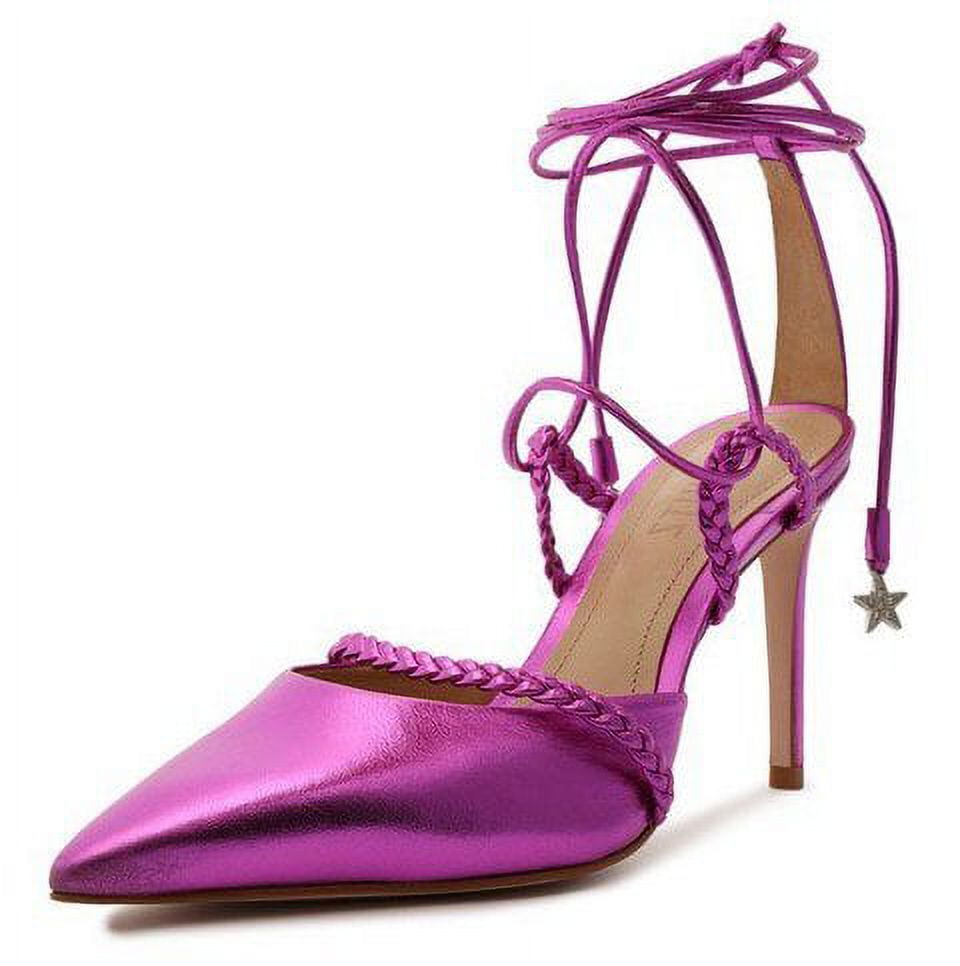 Schutz Lunah Metallic Bright Violet Lace Up Strappy High Stiletto Heel ...