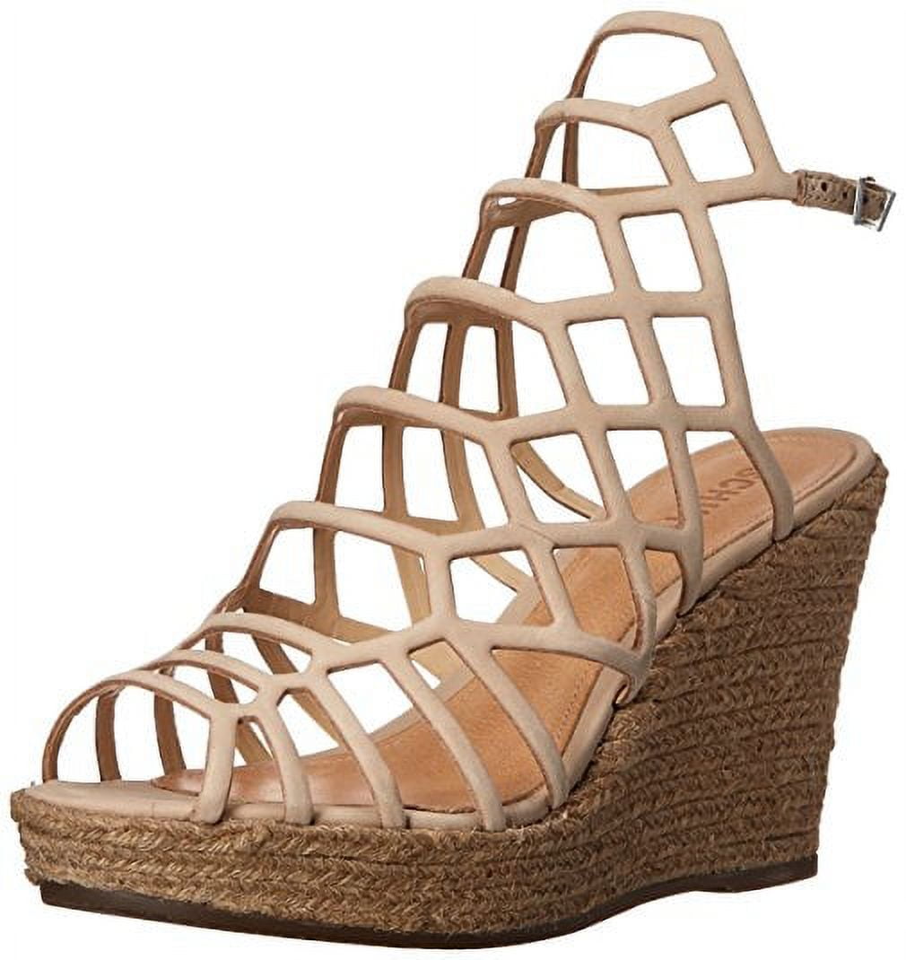 Schutz Marilyn Oyster Caged Espadrille Ankle Strap Wedge Platform Heel ...