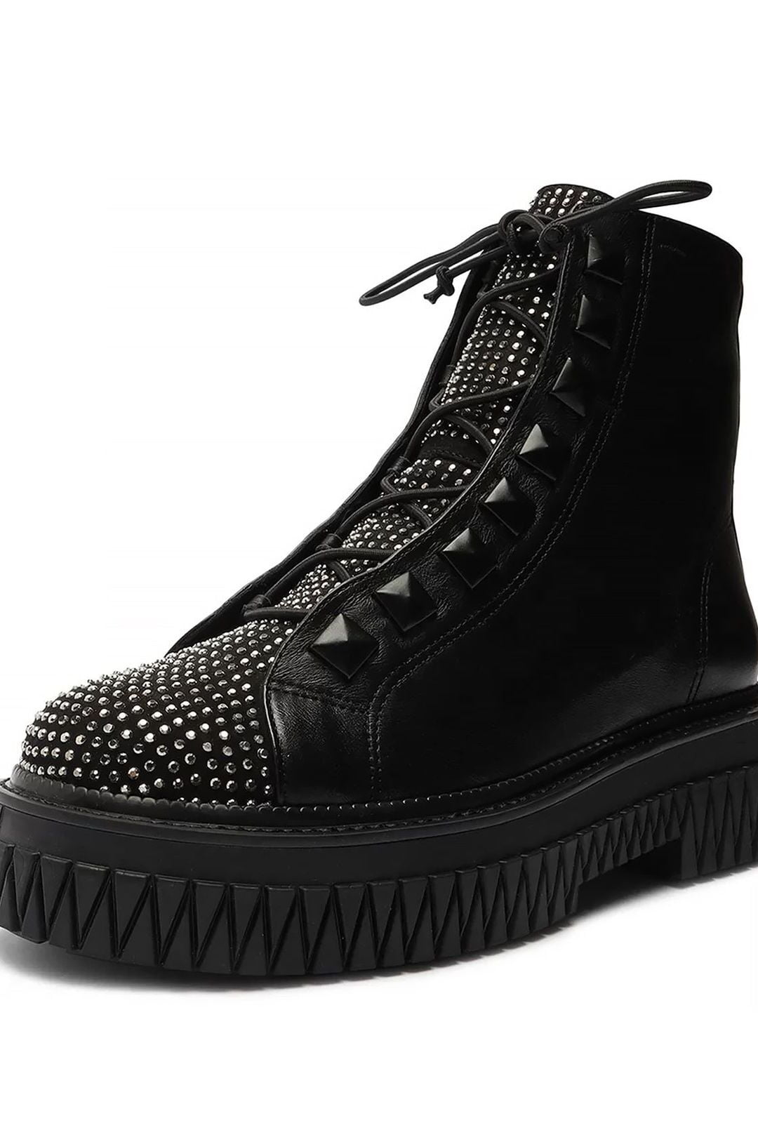 Schutz Melany Black Lace Up Platform Wedge Flatform Combat Rhinestones ...
