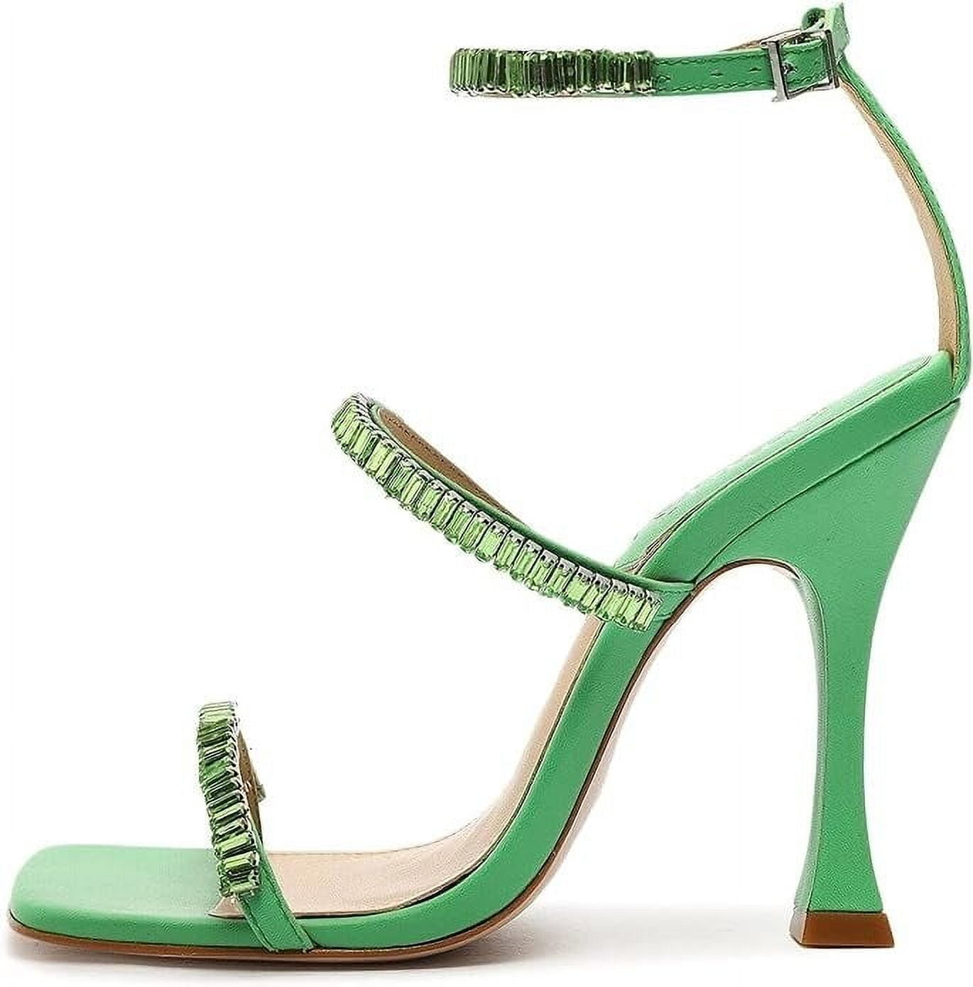 Schutz Nellina Gianni Green Ankle Strap Open Toe Spool High Heel ...
