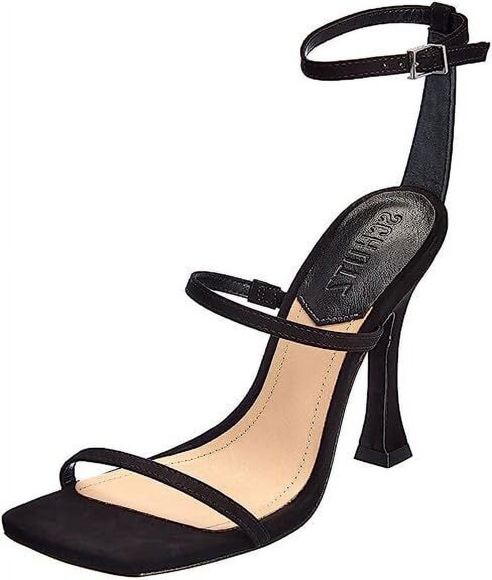 Schutz Nylla Black Sandals Women Ankle Strap Open Toe Flared High Heel ...