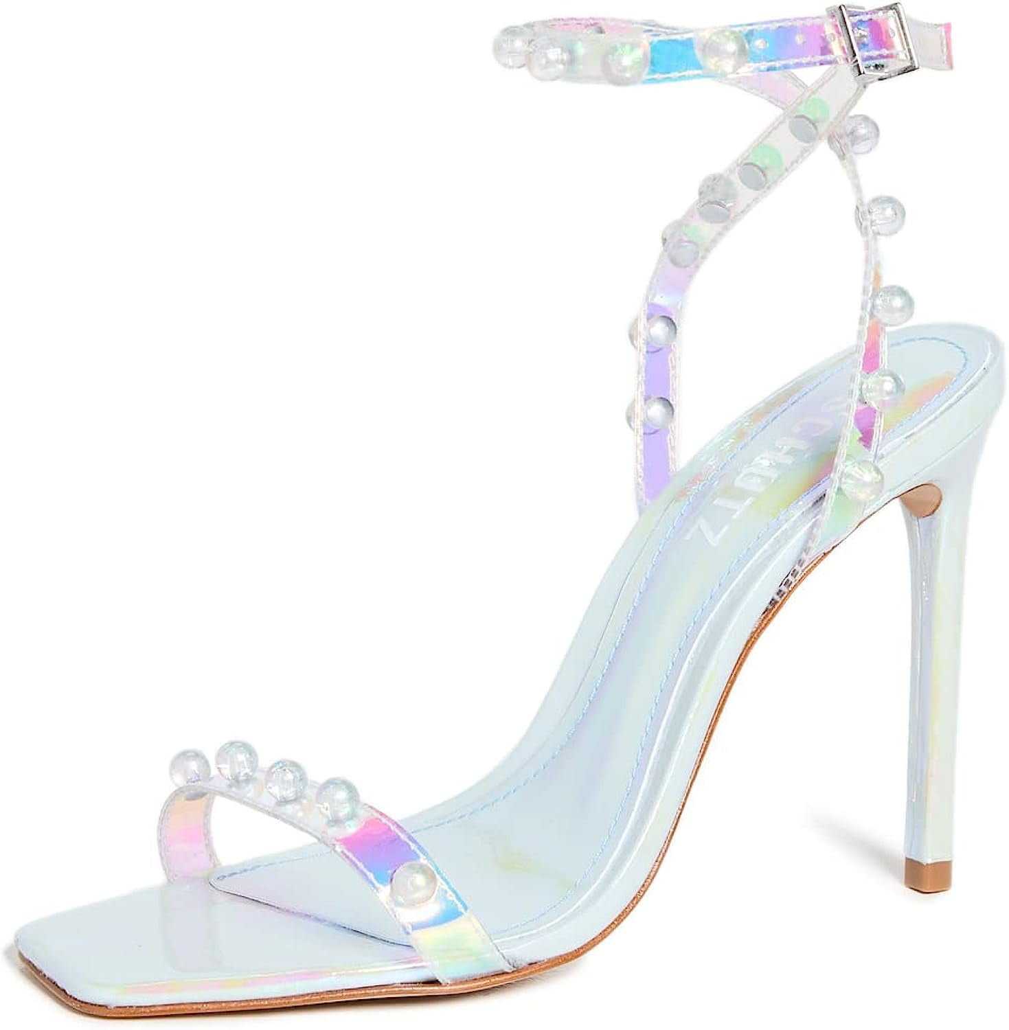 Schutz Pietra Multicolor Pearl Details Ankle Strap Open Toe High Heel ...