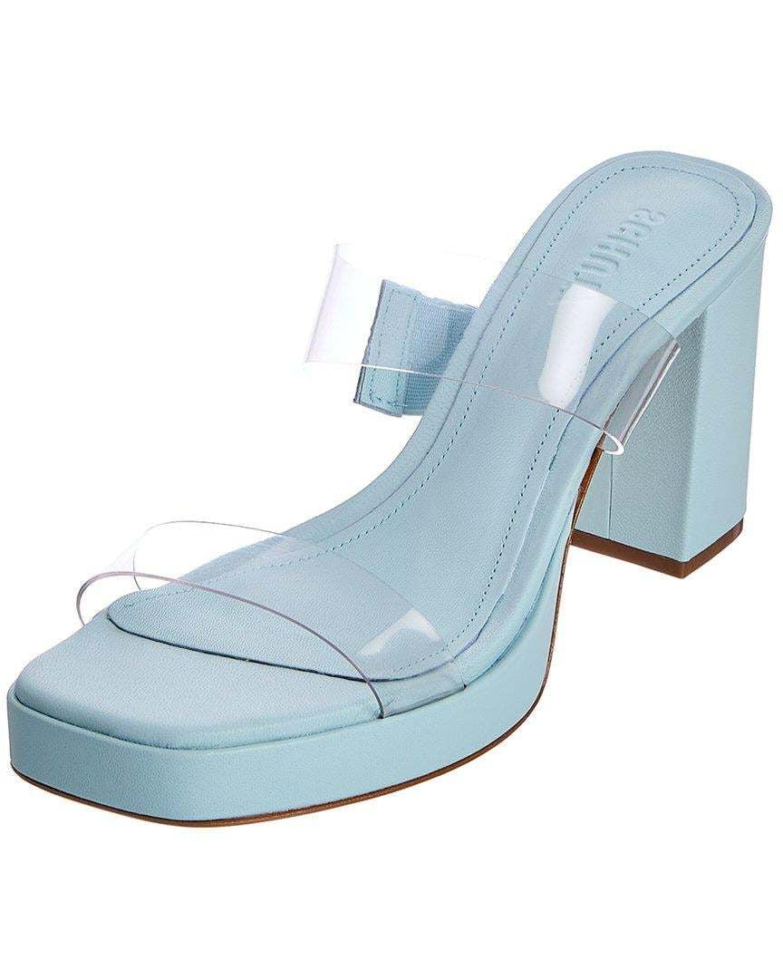 Schutz Platform Blue Open Toe Translucent Straps Block High Heel ...