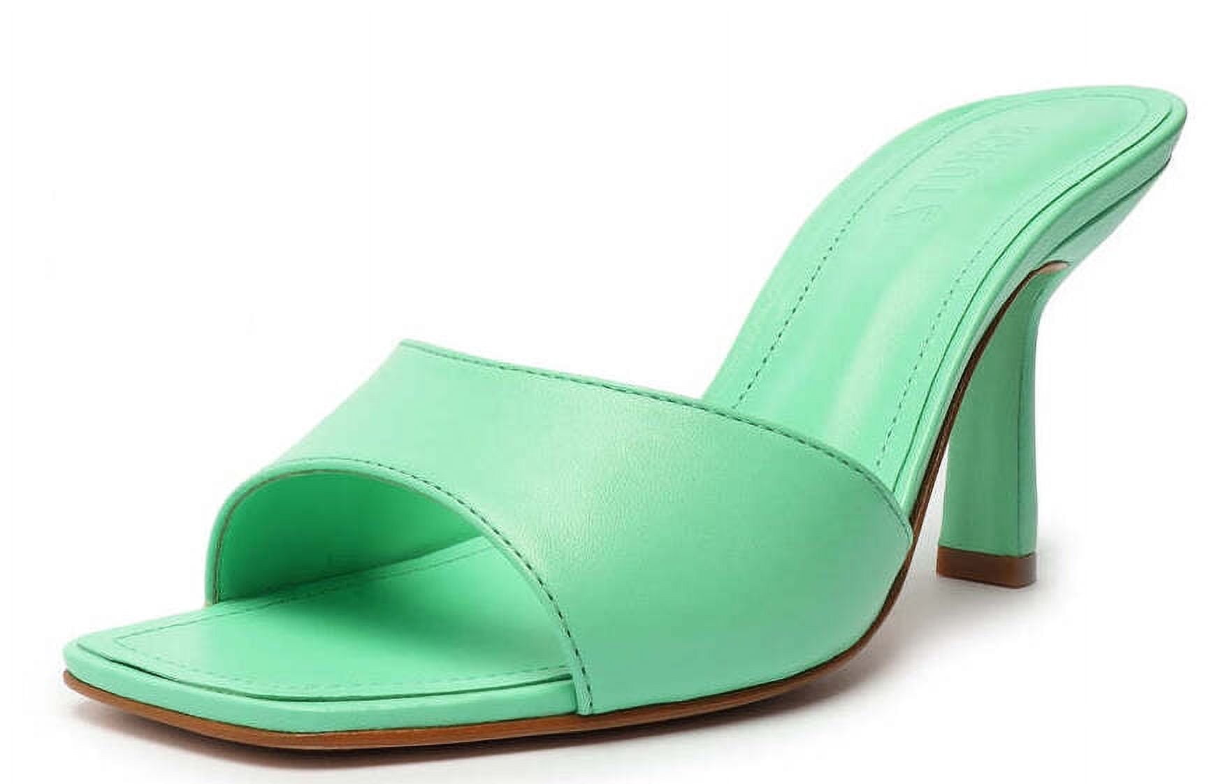 Schutz Posseni Deep Mint Slip On Squared Open Toe Stiletto High Heel ...