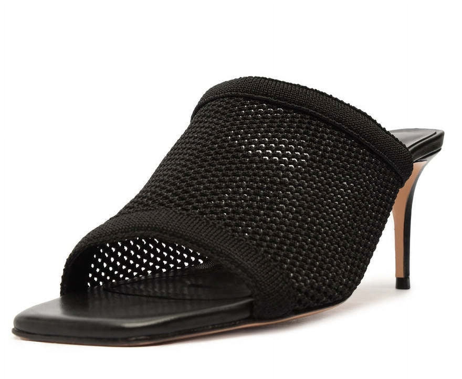 Schutz Sinara True Black Strap Slip On Open Toe Stiletto Mid Heeled ...