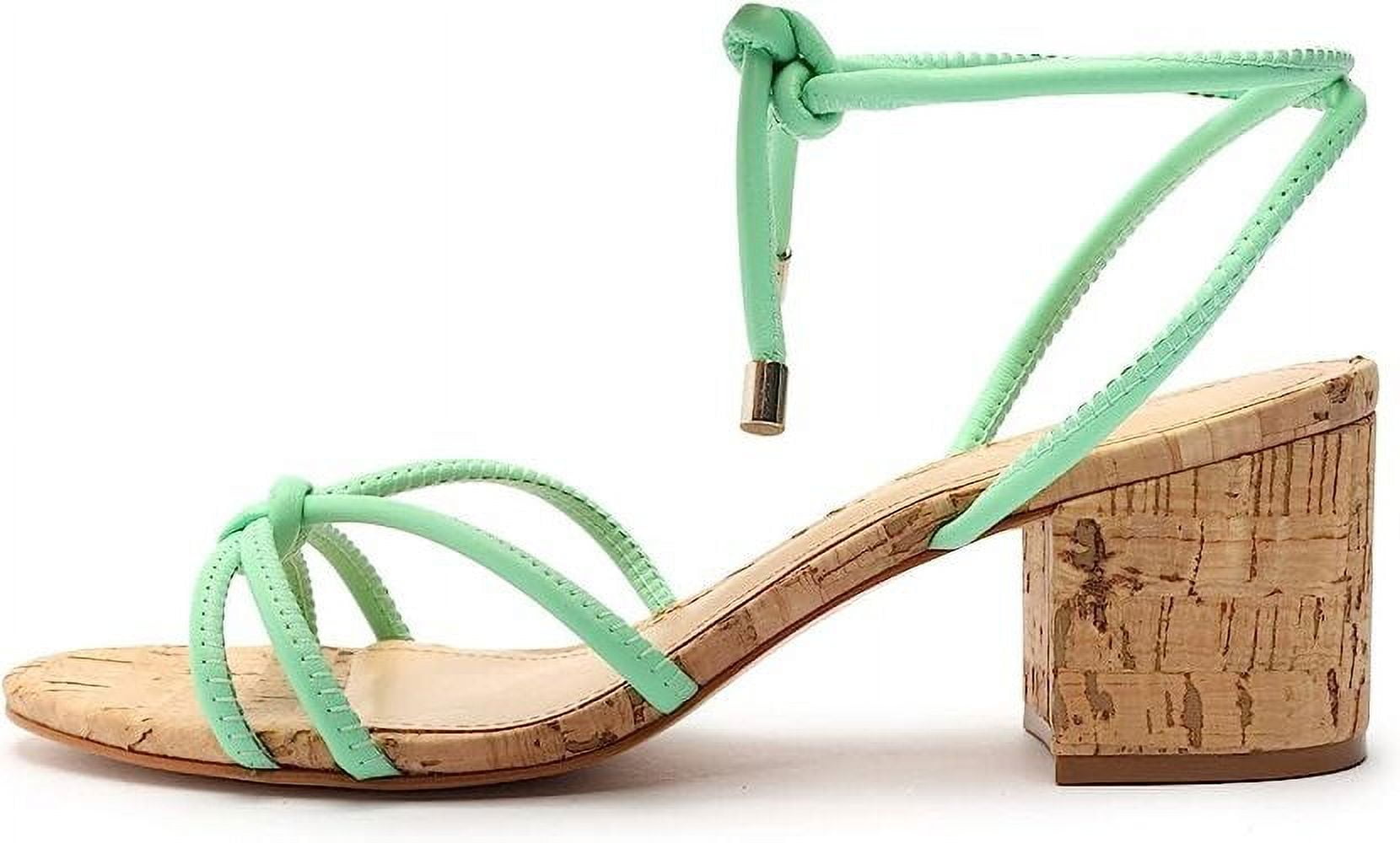 Schutz Suzy Deep Mint Multistraps Lace Up Open Toe Block Mid Heeled ...