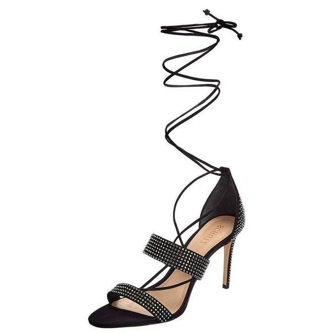 Schutz Sybil Black Open Toe Nubuck Leather Lace Up High Heel Stiletto ...