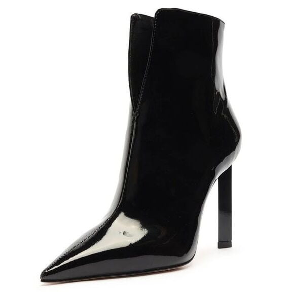 Schutz Viha Black Split Front Pointed Toe Back Zipper High Heel Chic ...