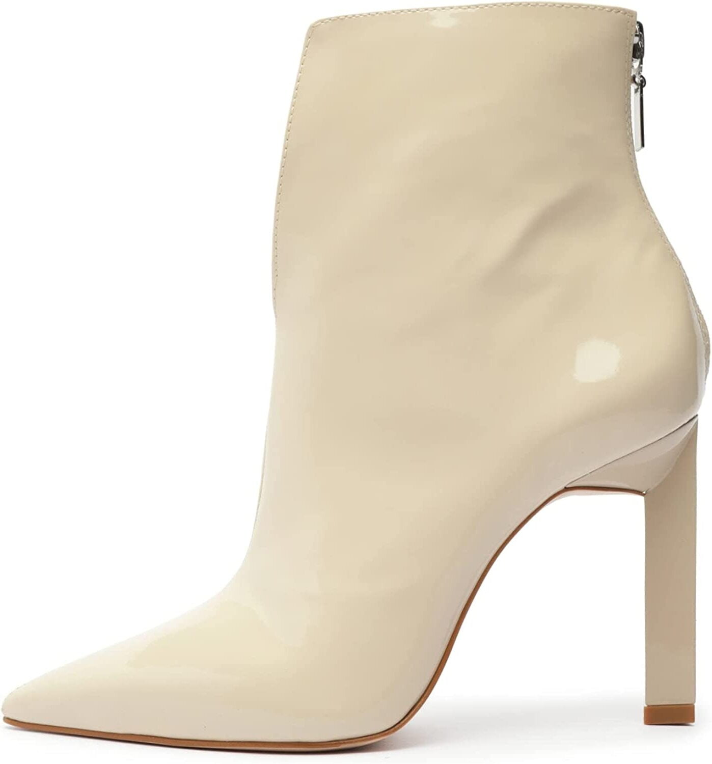 Schutz Viha Egg Shell Split Front Pointed Toe Back Zipper High Heel ...
