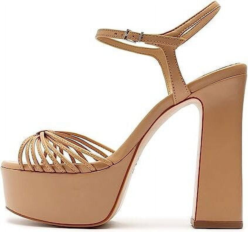 Schutz Yanna Honey Beige Ankle Strap Open Toe Block Heeled Platform ...