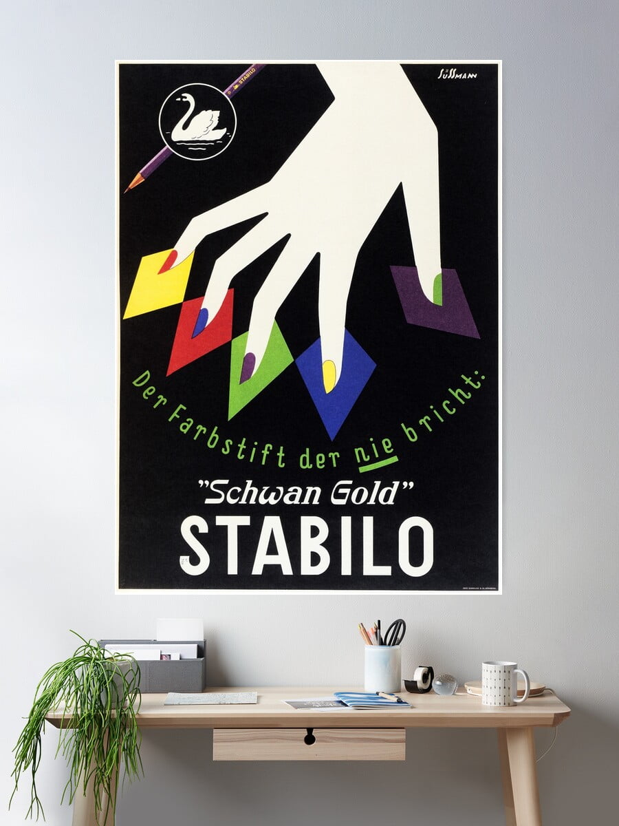 Schwan Gold Stabilo Colorful Pencils Stationery German Advertisement ...