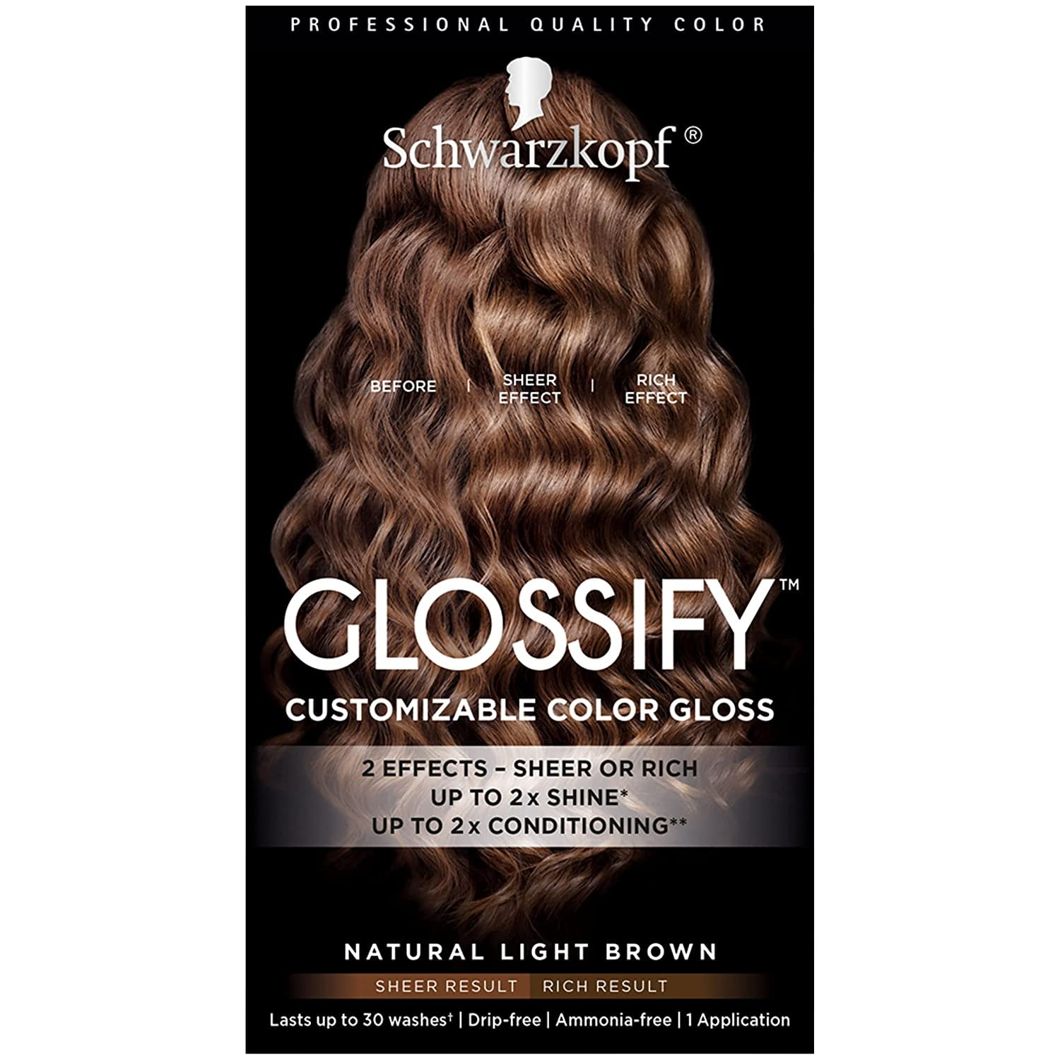 Schwarzkopf Glossify Customizable Color Gloss, Natural Light Brown ...