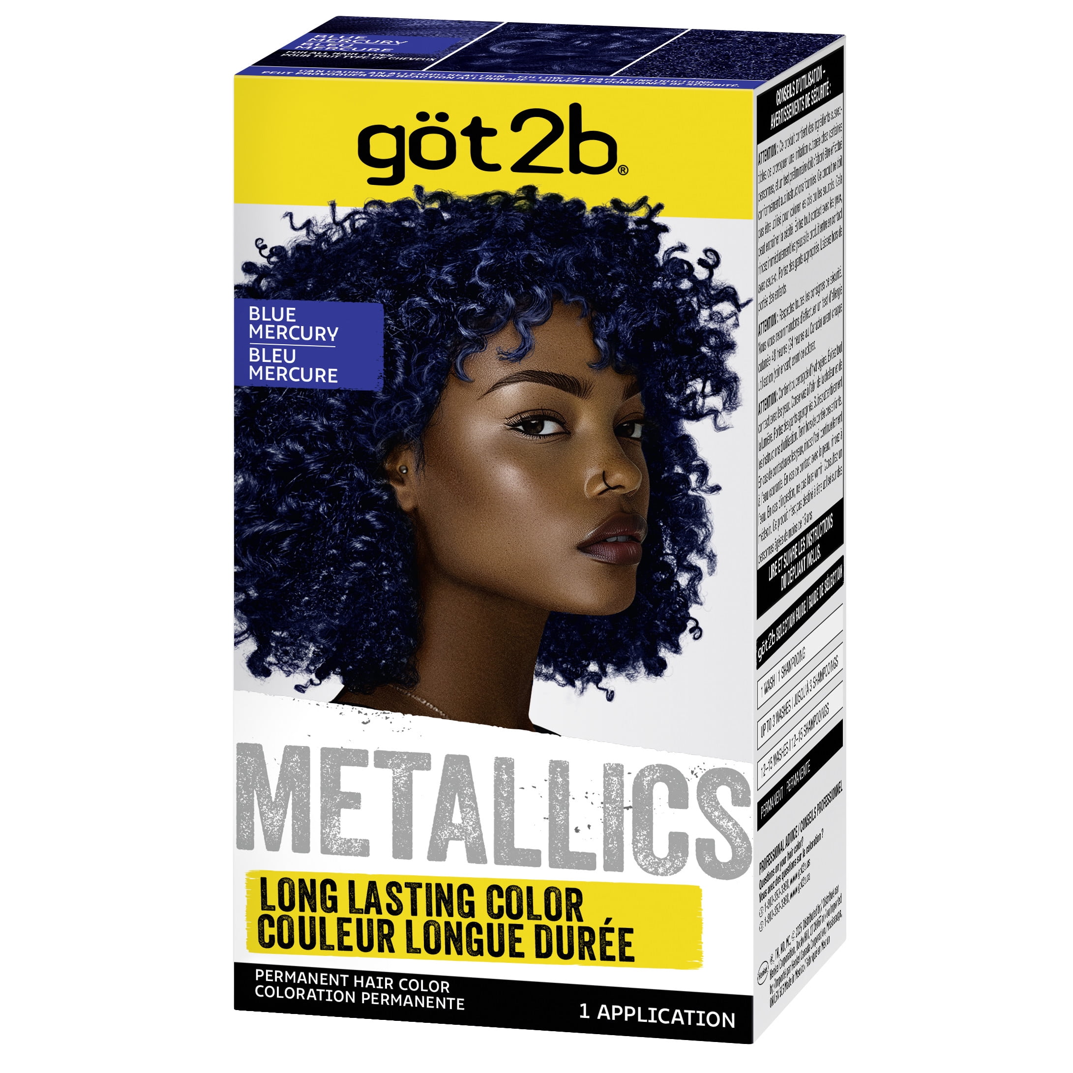 Schwarzkopf Got2b Metallics Permanent Hair Color Kit, M67 Blue Mercury ...