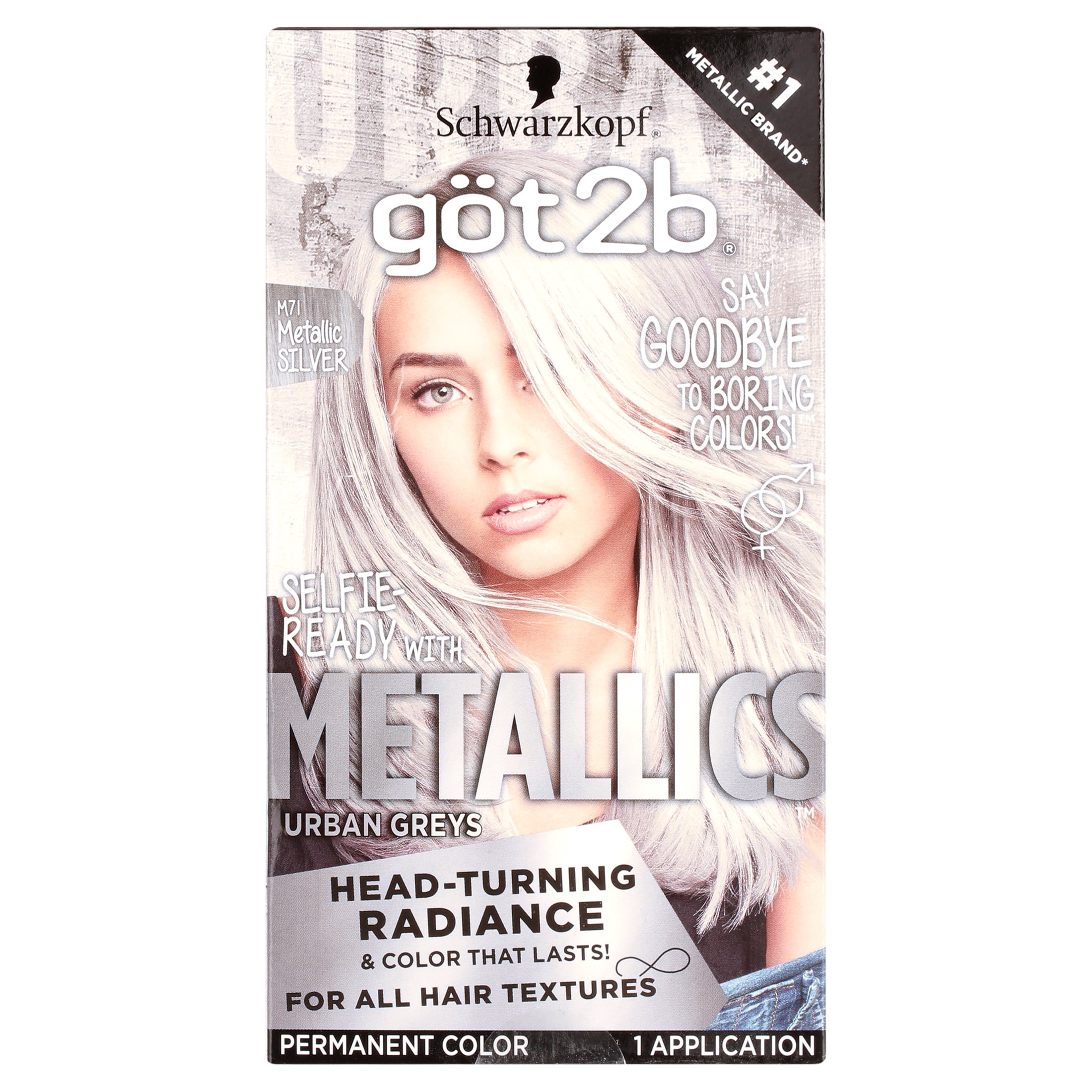 Schwarzkopf Got2b Metallics Permanent Hair Color, M71 Metallics Silver ...