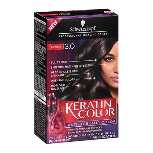 Schwarzkopf Keratin Anti-Age Permanent Hair Color Kit, Espresso 3.0, 1 ...