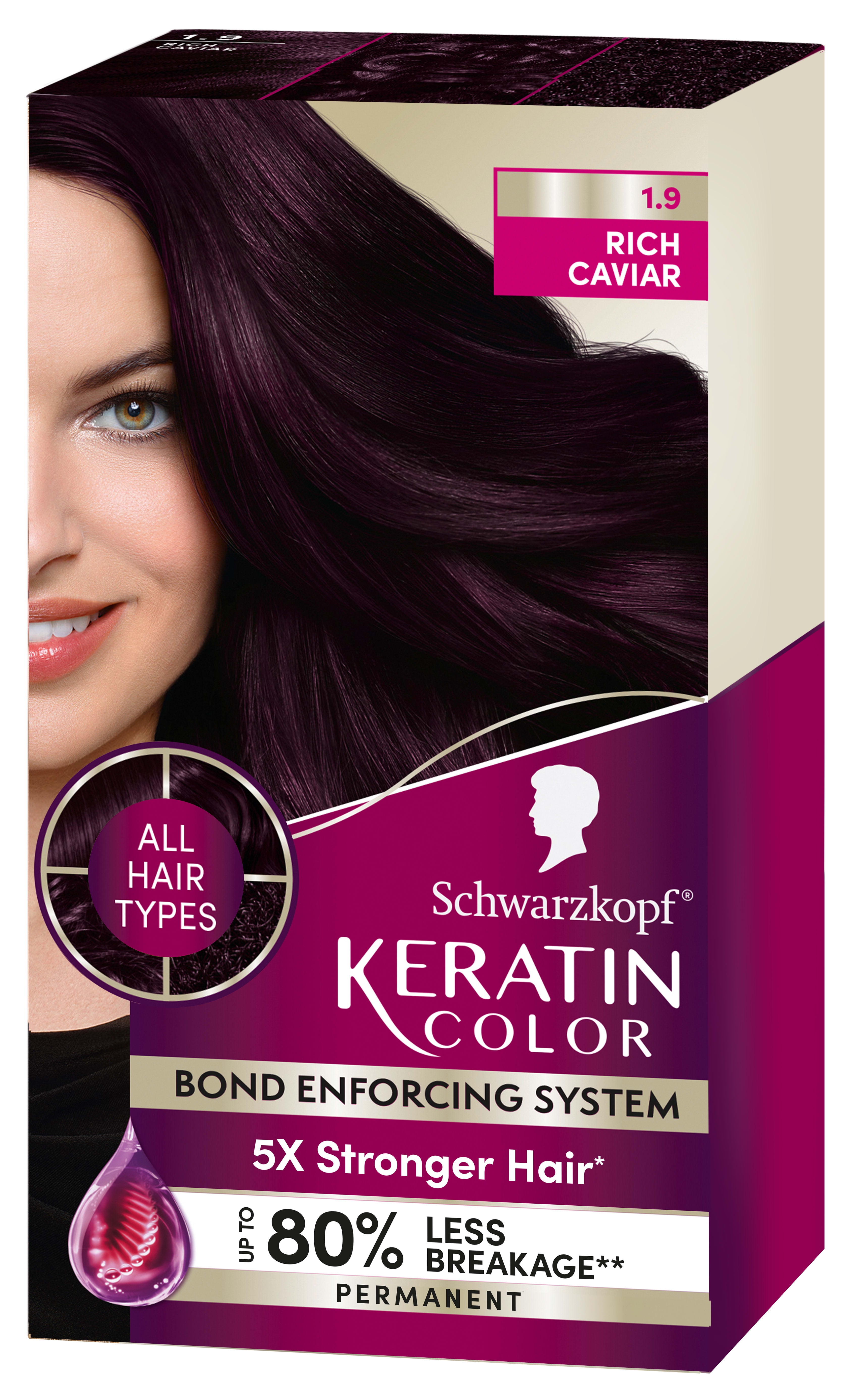Schwarzkopf Keratin Color Permanent Hair Color Cream 19 Rich Caviar