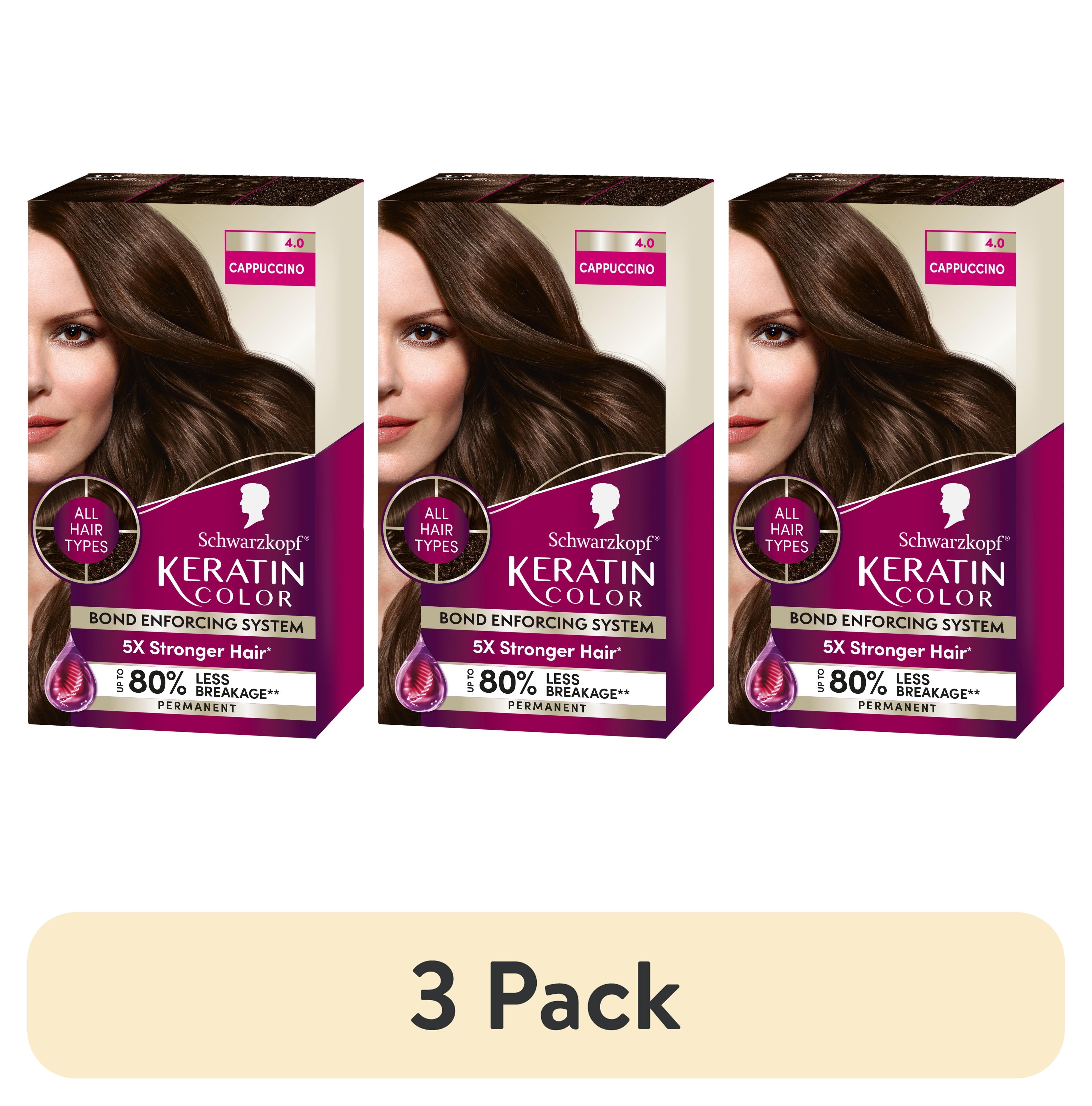 (3 pack) Schwarzkopf Keratin Color Permanent Hair Color, 4.0 Cappuccino ...