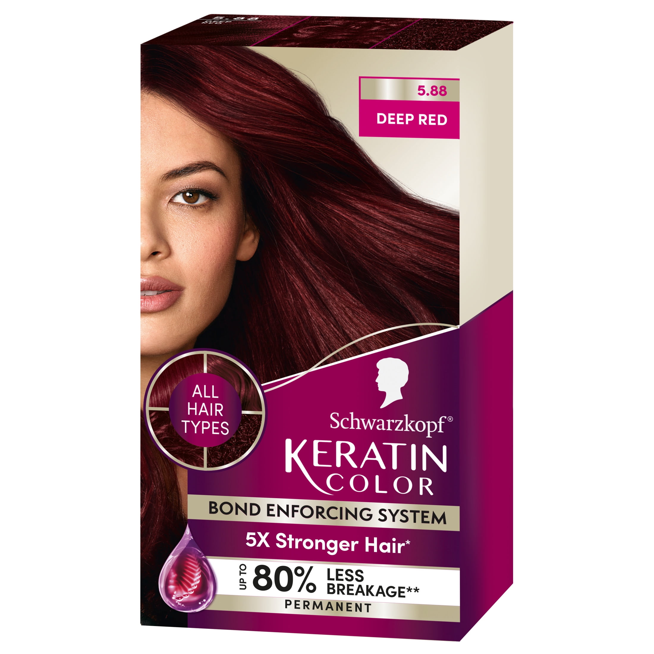 Schwarzkopf Keratin Color Permanent Hair Color Cream, 5.88 Deep Red ...