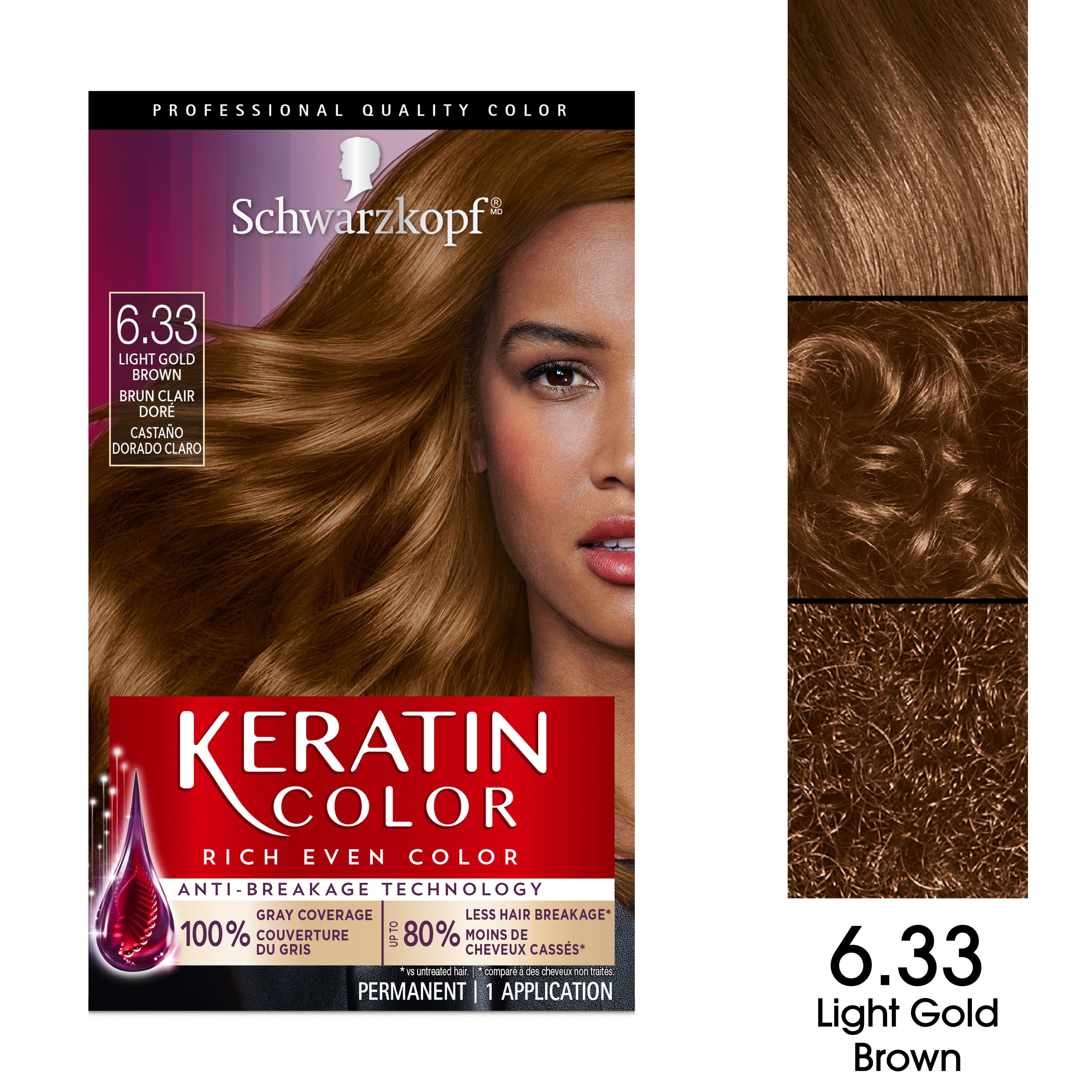 Schwarzkopf Keratin Color Permanent Hair Color Cream 6.33 Light Golden Brown