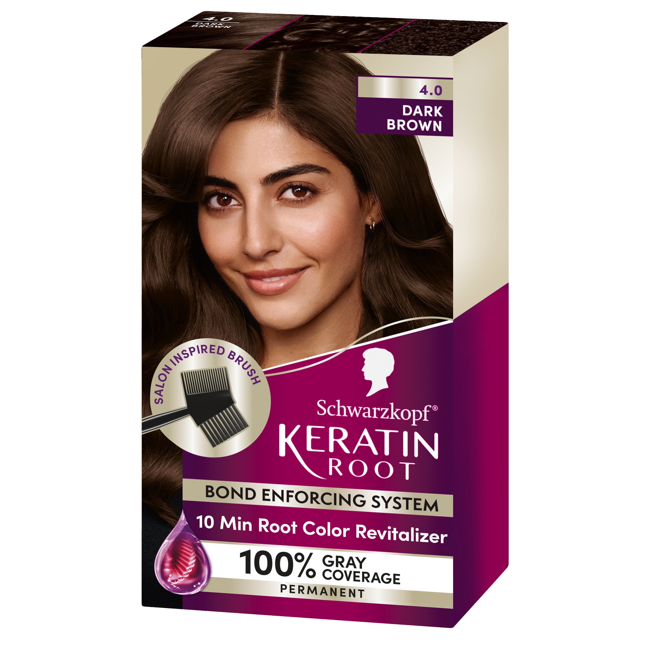 Schwarzkopf Keratin Color Root Permanent Hair Color Kit, Dark Brown, 1 ...