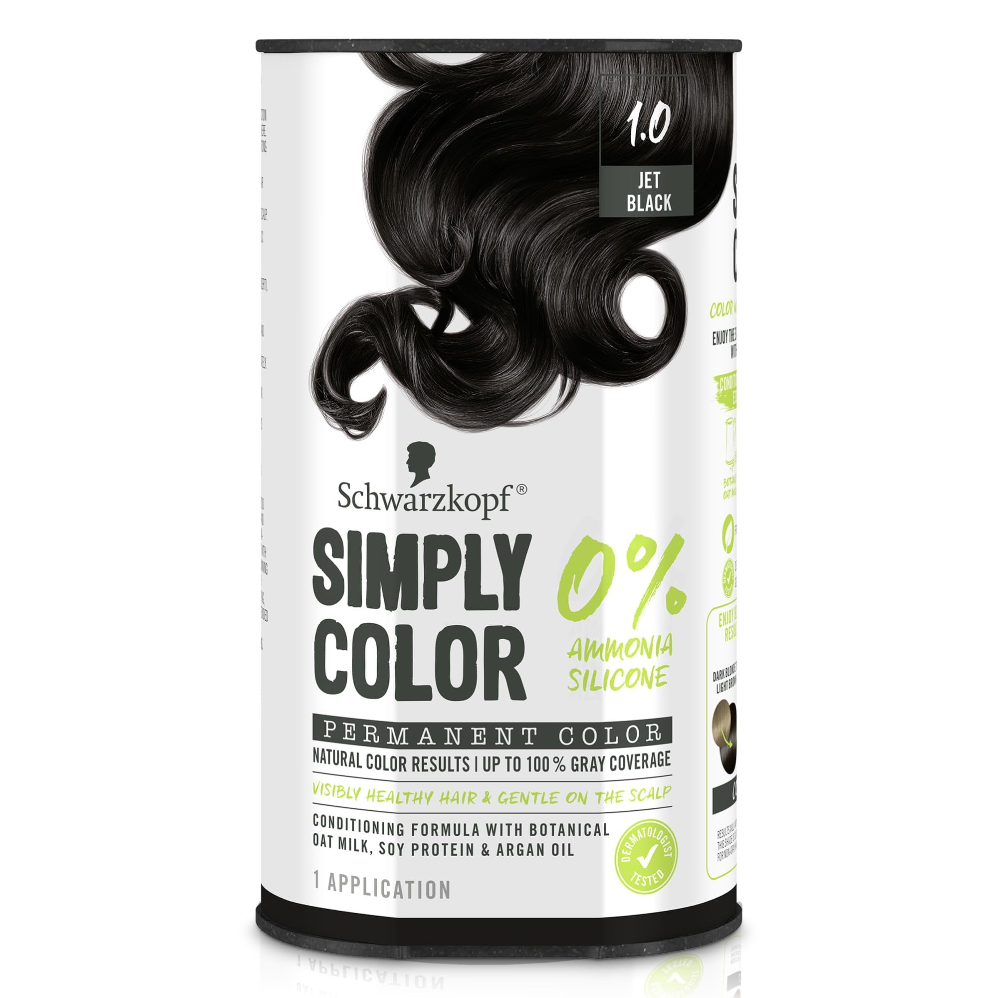 Schwarzkopf Simply Color Hair TMA2 Color 1.0 Jet Black, 1 Application ...