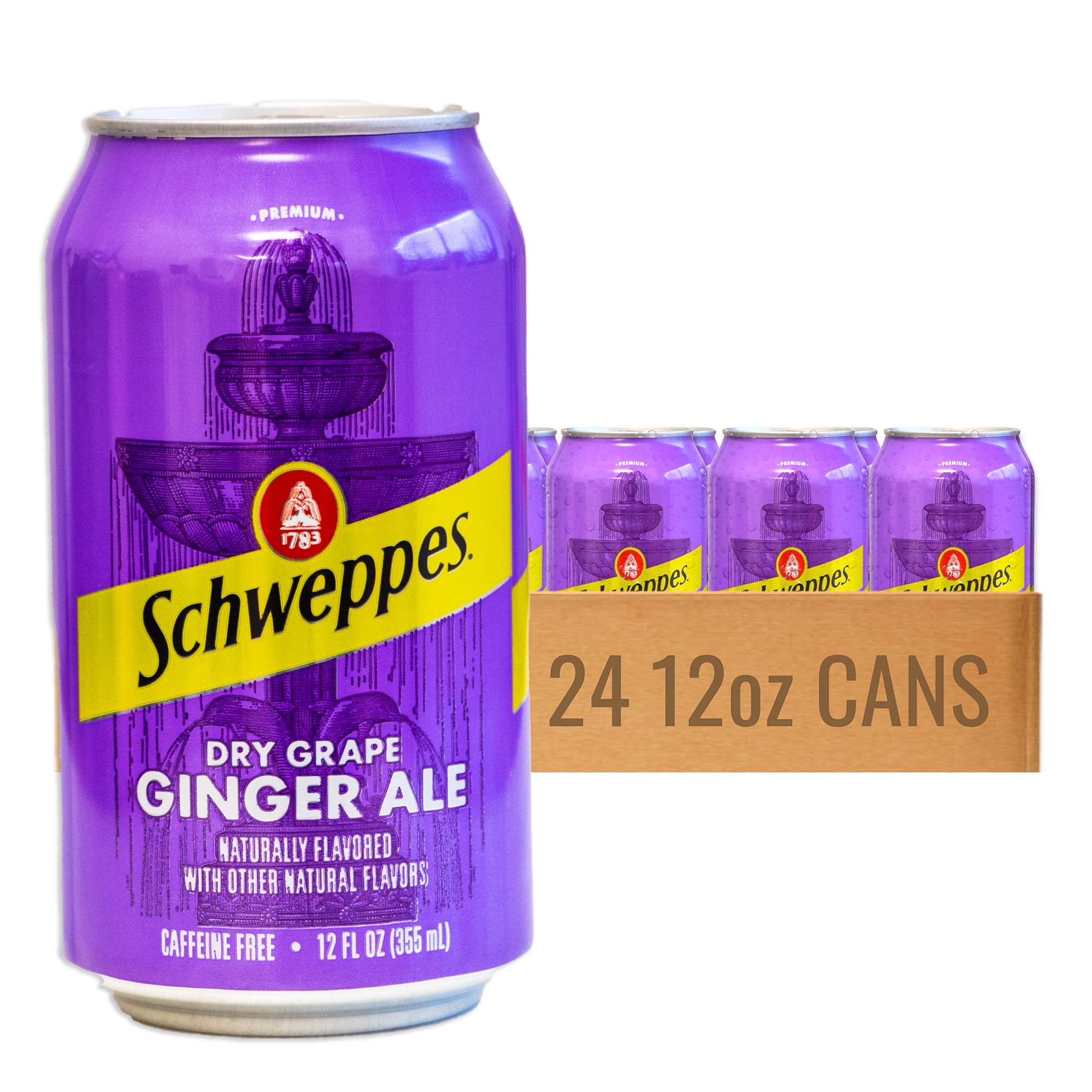Circle of Drink Schweppes Dry Grape Ginger Ale, Crisp, Refreshing, 24 Pack, 12oz Cans - Walmart.com