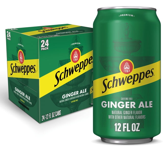 Schweppes Caffeine Free Ginger Ale Soda Pop, 12 fl oz, 24 Pack Cans ...