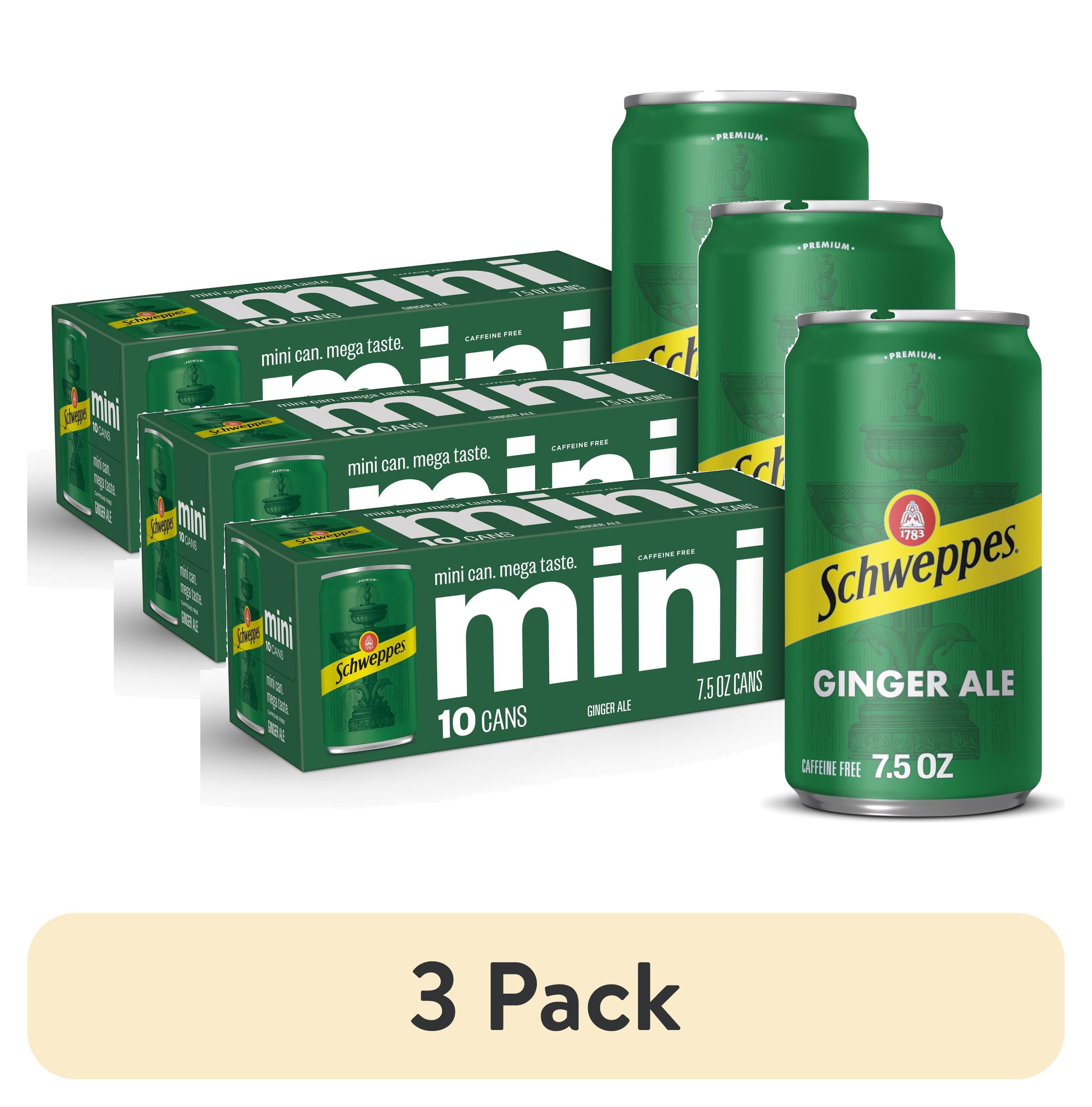 (3 pack) Schweppes Ginger Ale Soda, 7.5 fl oz Mini Cans, 10 pack - Walmart.com
