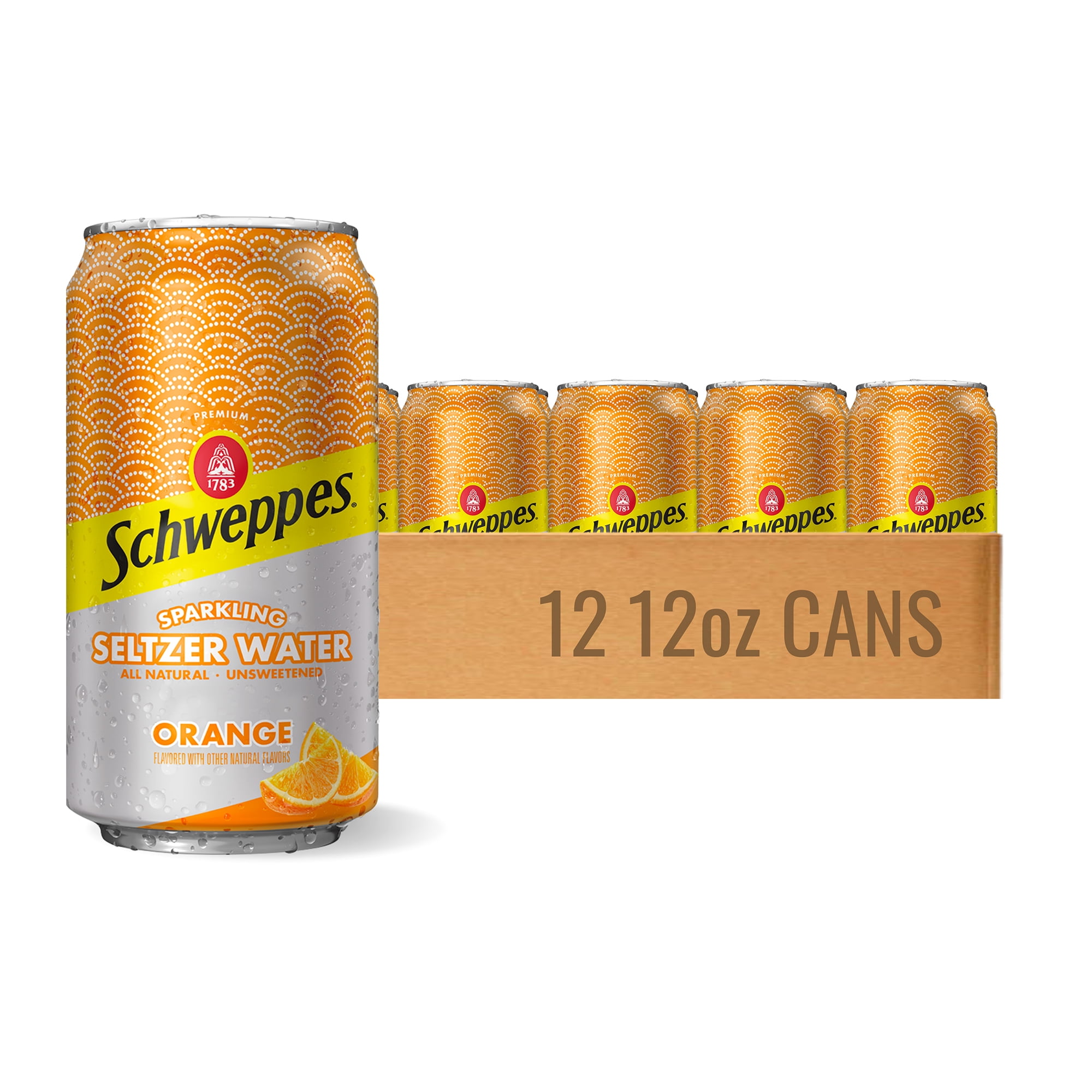 Schweppes Orange Sparkling Seltzer Water - 12, 12oz cans - Zesty Orange ...
