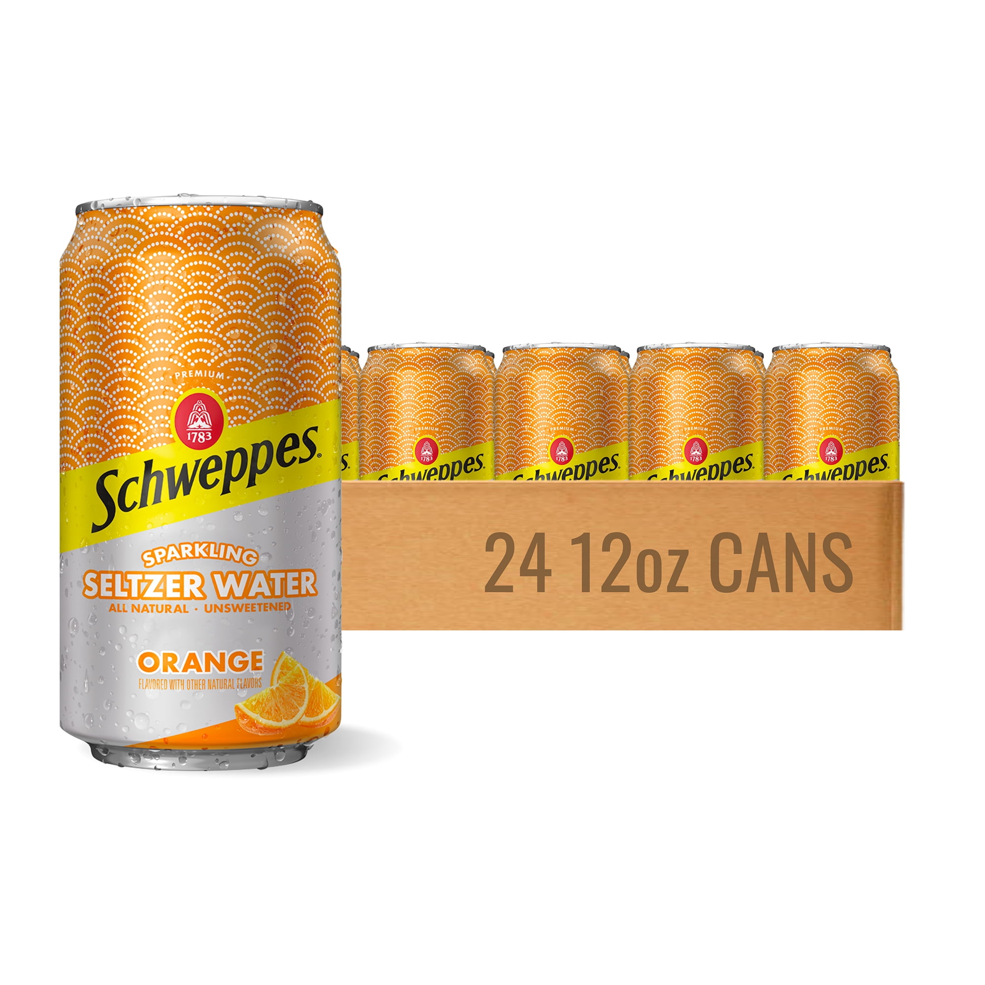 Schweppes Orange Sparkling Seltzer Water - 24, 12oz cans - Zesty Orange ...