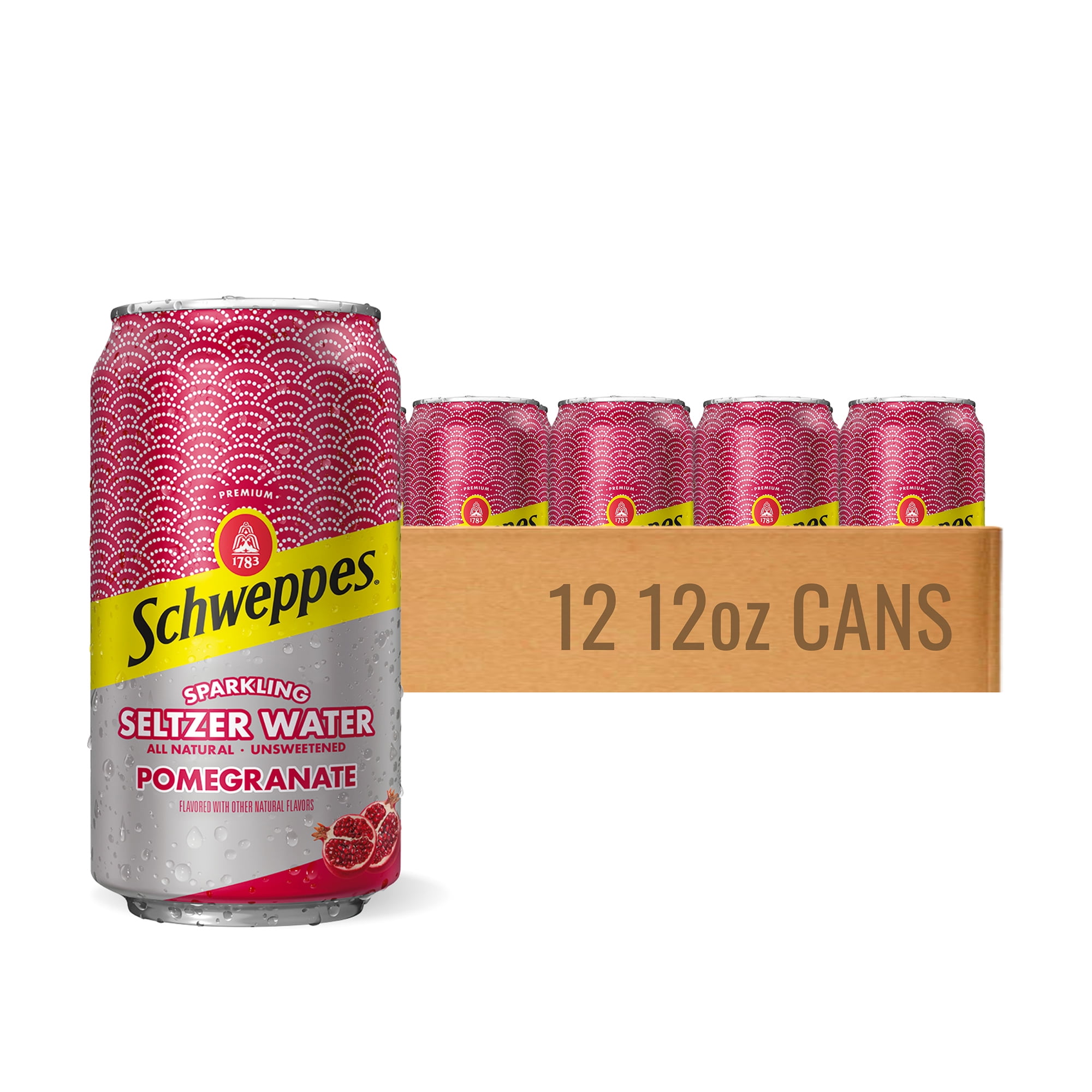 Schweppes Pomegranate Sparkling Seltzer Water, Juicy Pomegranate Flavor, 12 Pack, 12oz Cans ...