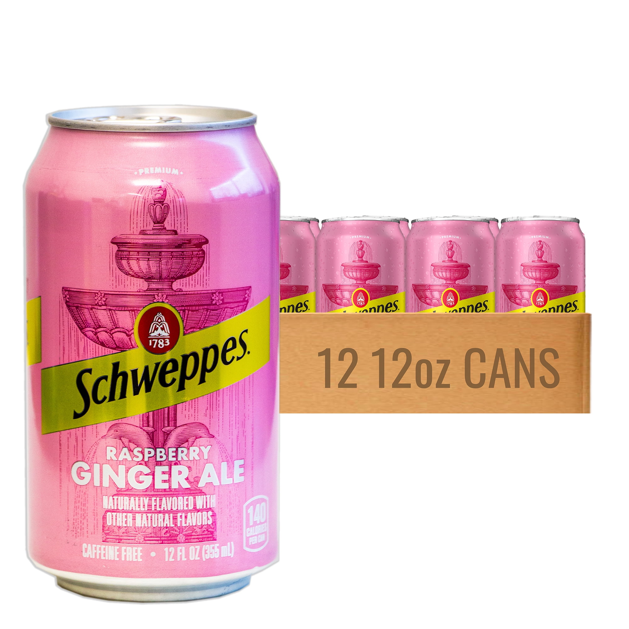 Schweppes Raspberry Ginger Ale - Decaffeinated, Flavored, Low Sodium ...