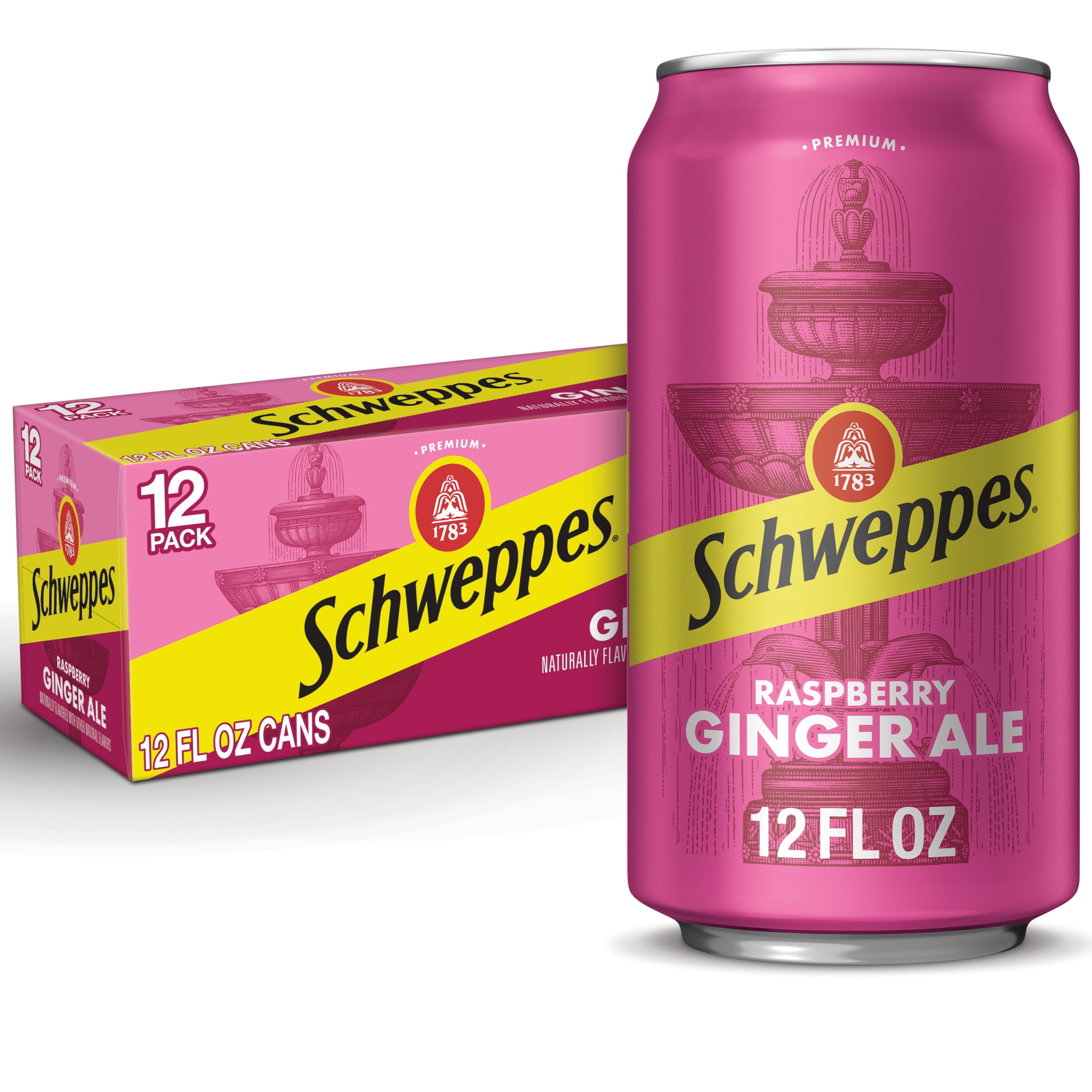 Schweppes Caffeine Free Raspberry Ginger Ale Soda Pop, 12 fl oz, 12 ...