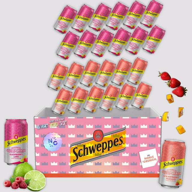 Schweppes Raspberry Lime Seltzer Water (12, 12oz cans) - Strawberry ...