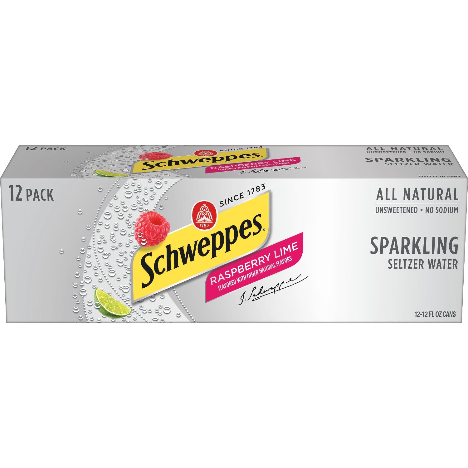 Schweppes Raspberry Lime Sparkling Seltzer Water, 12 fl oz cans, 12 ...