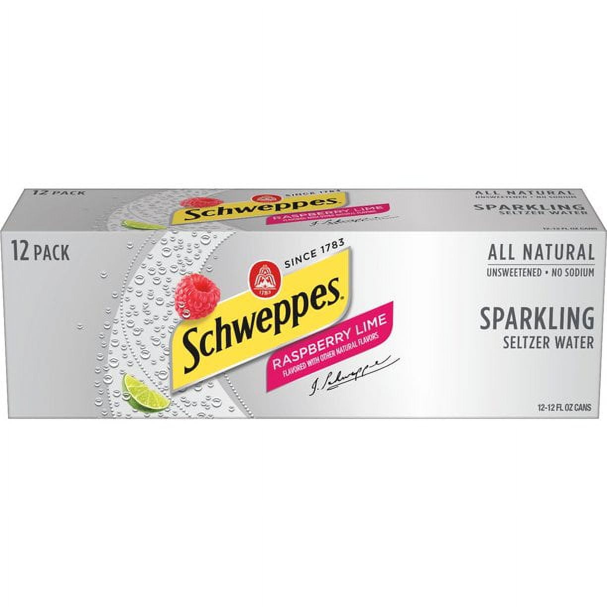 Schweppes Seltzer Raspberry Lime Sparkling Water Cans,12 Fl. Oz, 48 ...
