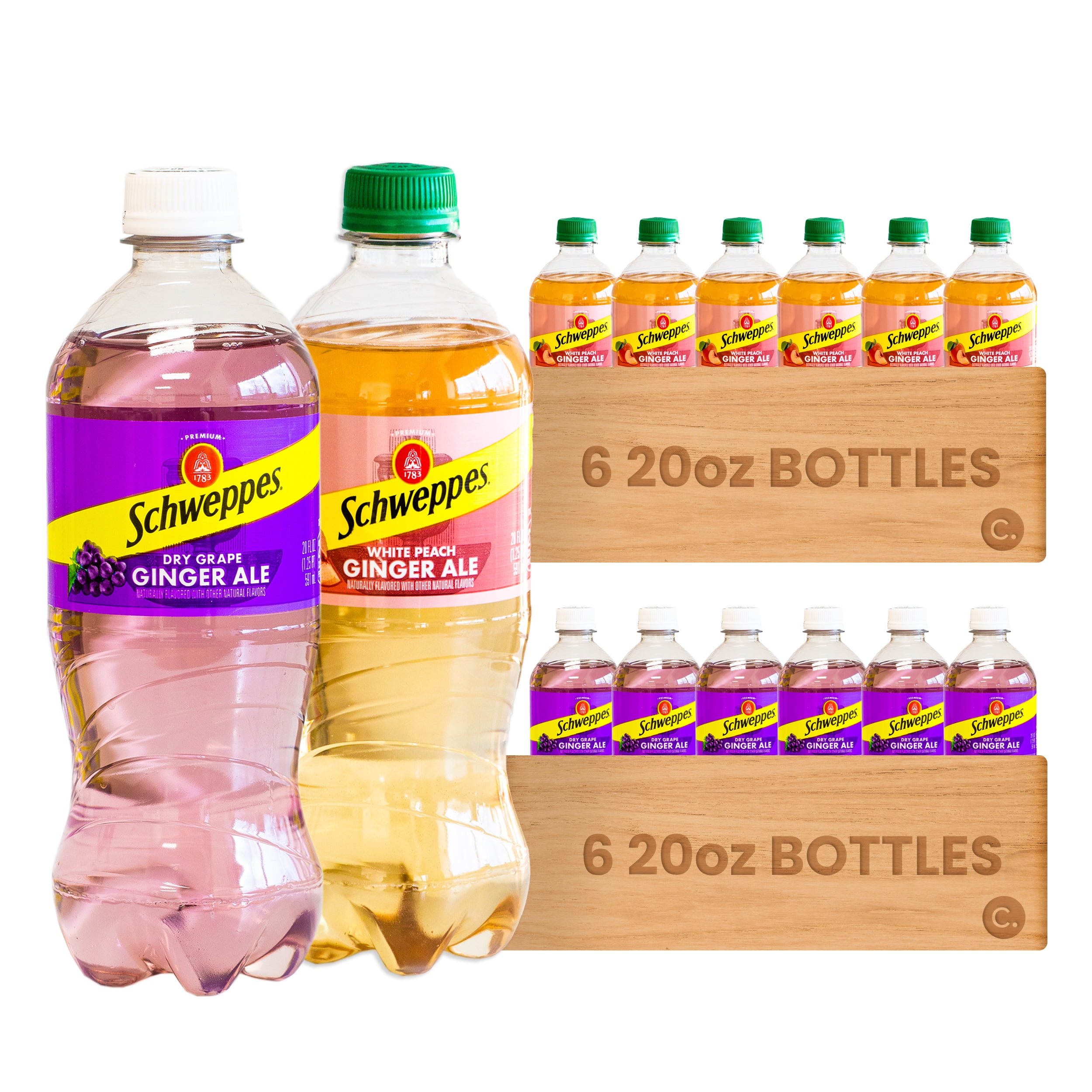 Schweppes Variety Pack - White Peach & Dry Grape Ginger Ale, 12 Bottles ...