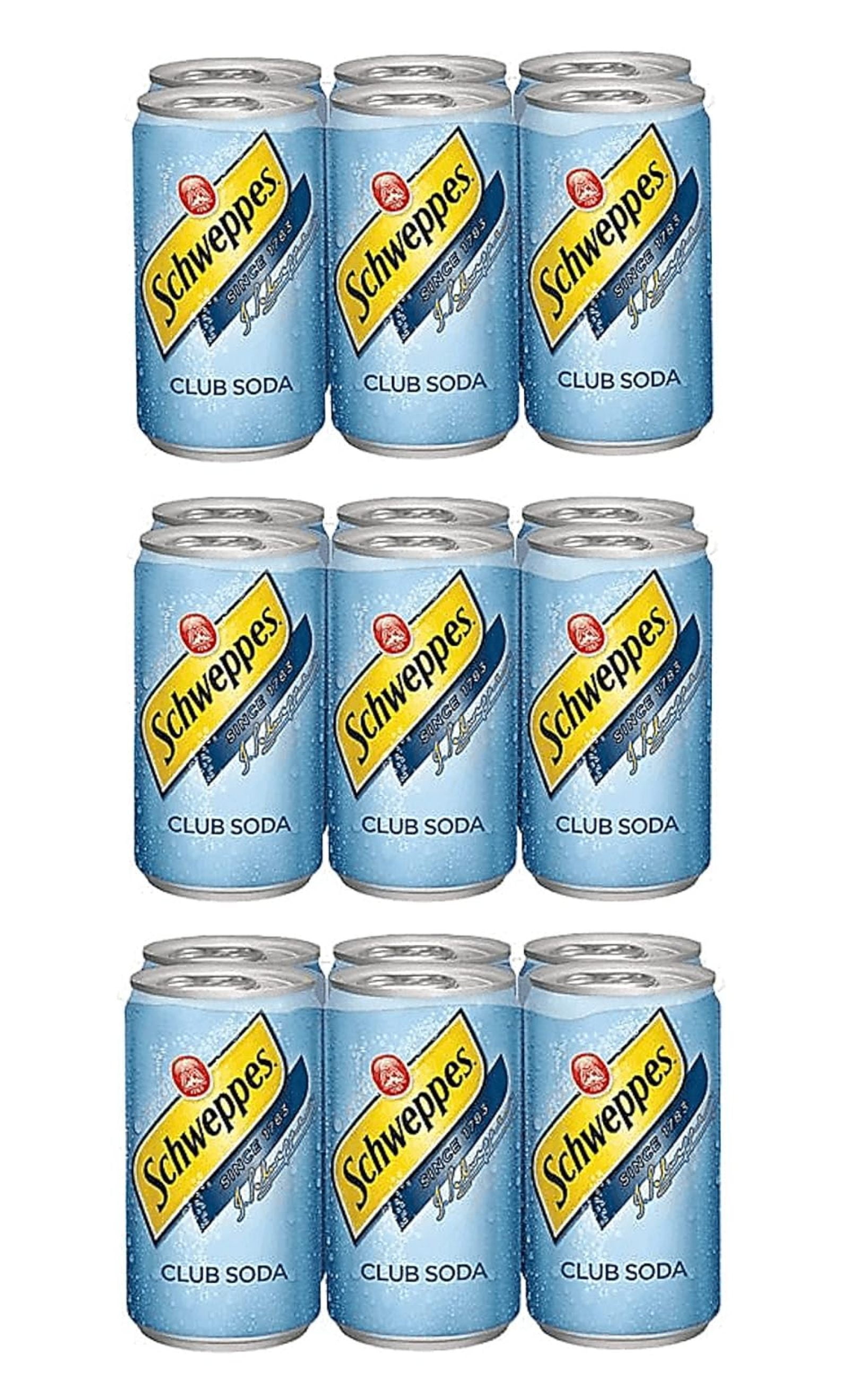 Schweppes club soda, 7.5 fl oz, 18 cans , total 135 fl oz - Walmart.com